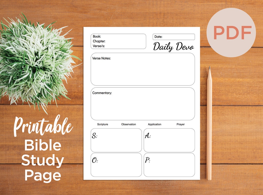 PRINTABLE Daily Devotional, S.O.A.P. Bible Study Template Minimalist ...