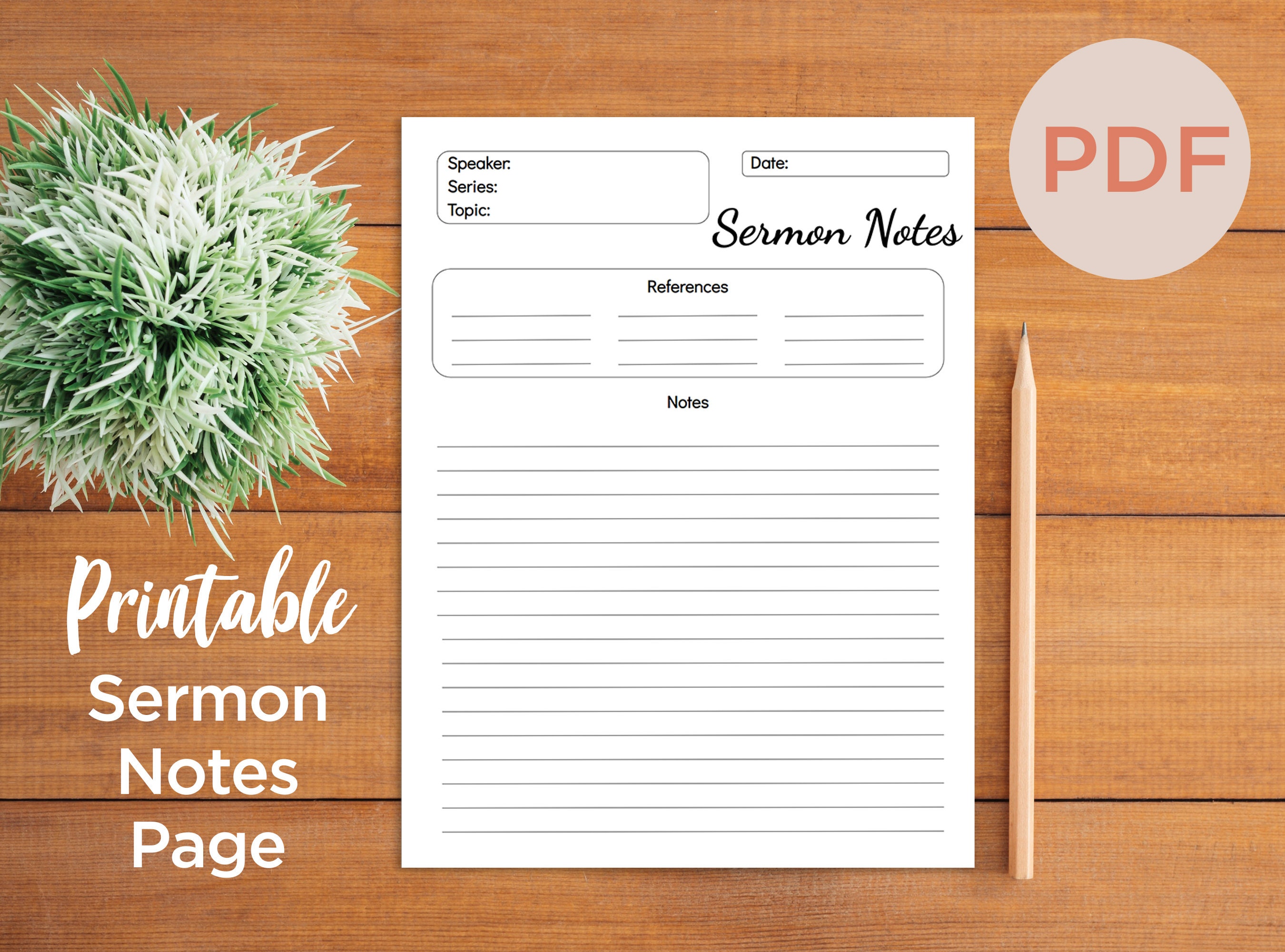 PRINTABLE Sermon Notes Template Minimalist Black & White - Etsy
