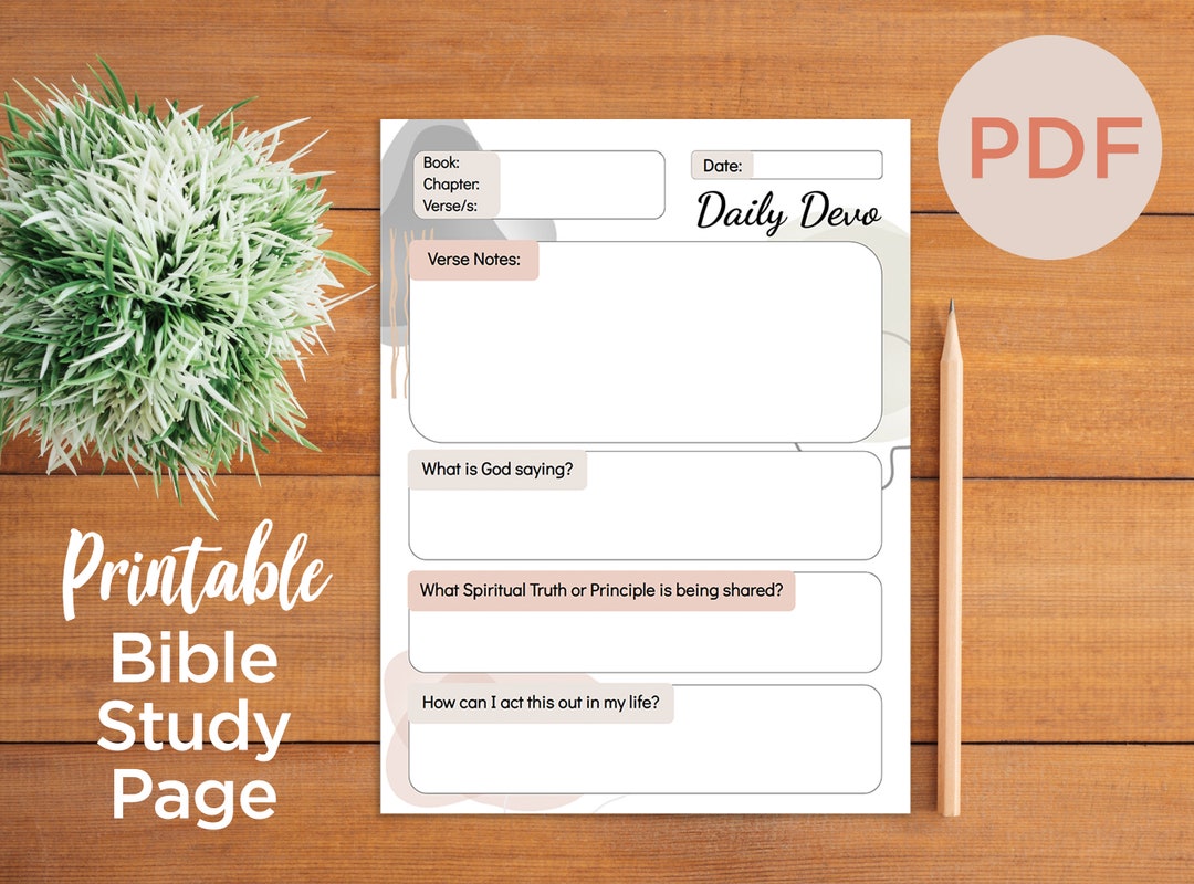 PRINTABLE Daily Devotional, Bible Study Template Abstract Neutral Color ...