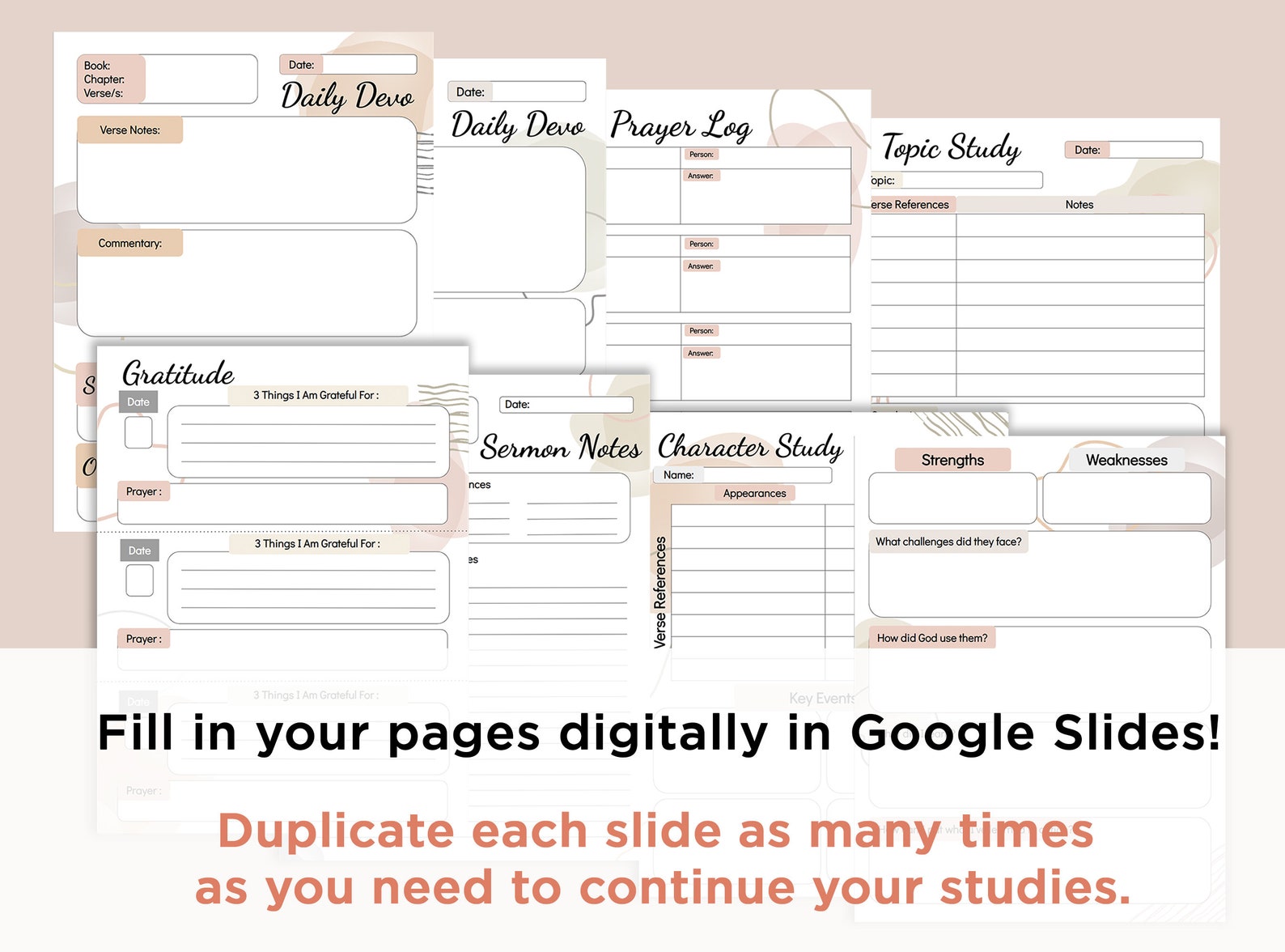 DIGITAL Bible Study Bundle Google Slides Template 7 Different Slide ...