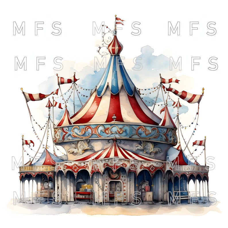 Watercolor Vintage Circus Clipart 20 High Quality Jpgs - Etsy