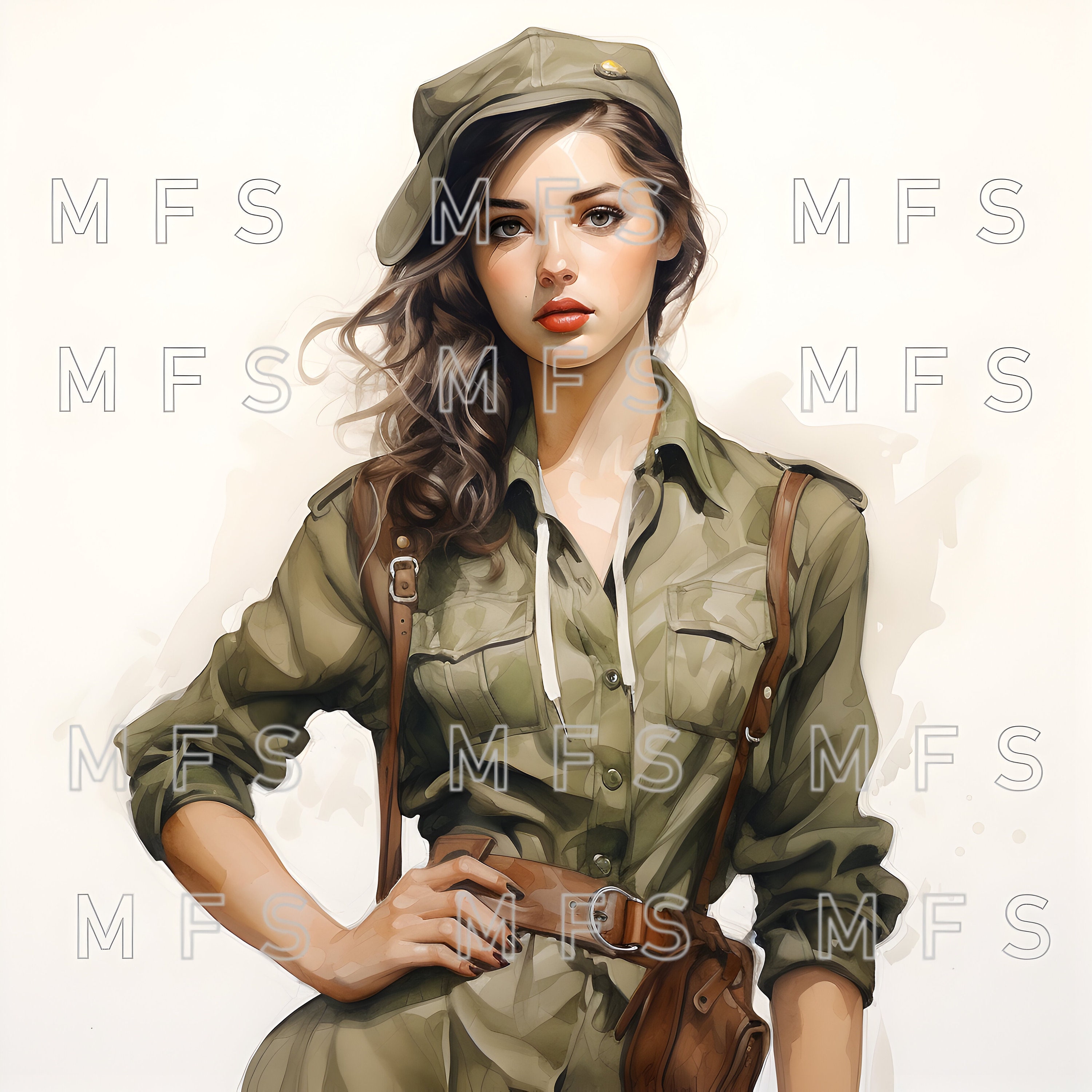 Watercolor Army Girls Clipart, 20 High Quality Jpgs, Instant Digital ...