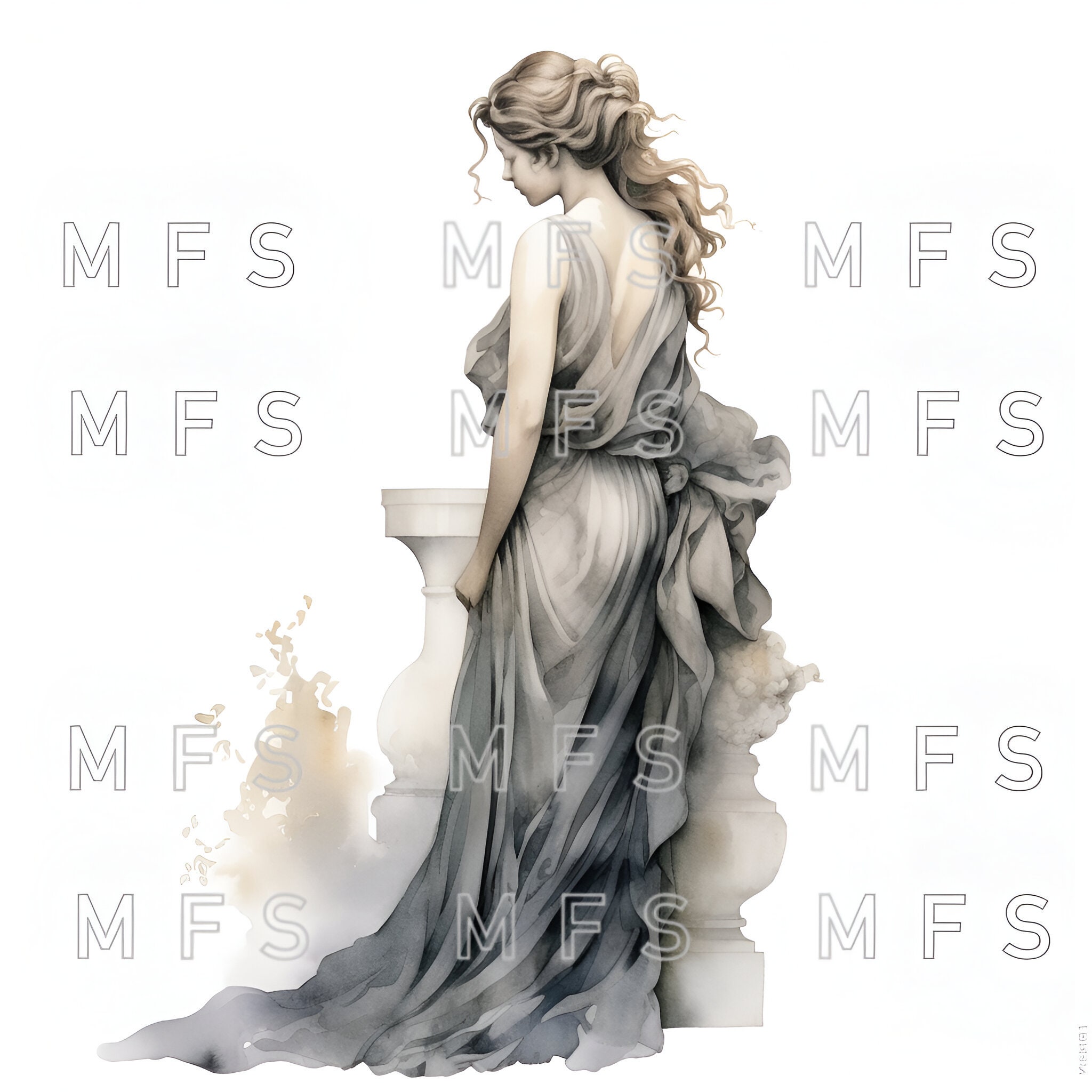 Watercolor Greek Ancient Woman Clipart, 20 High Quality Jpgs, Instant ...