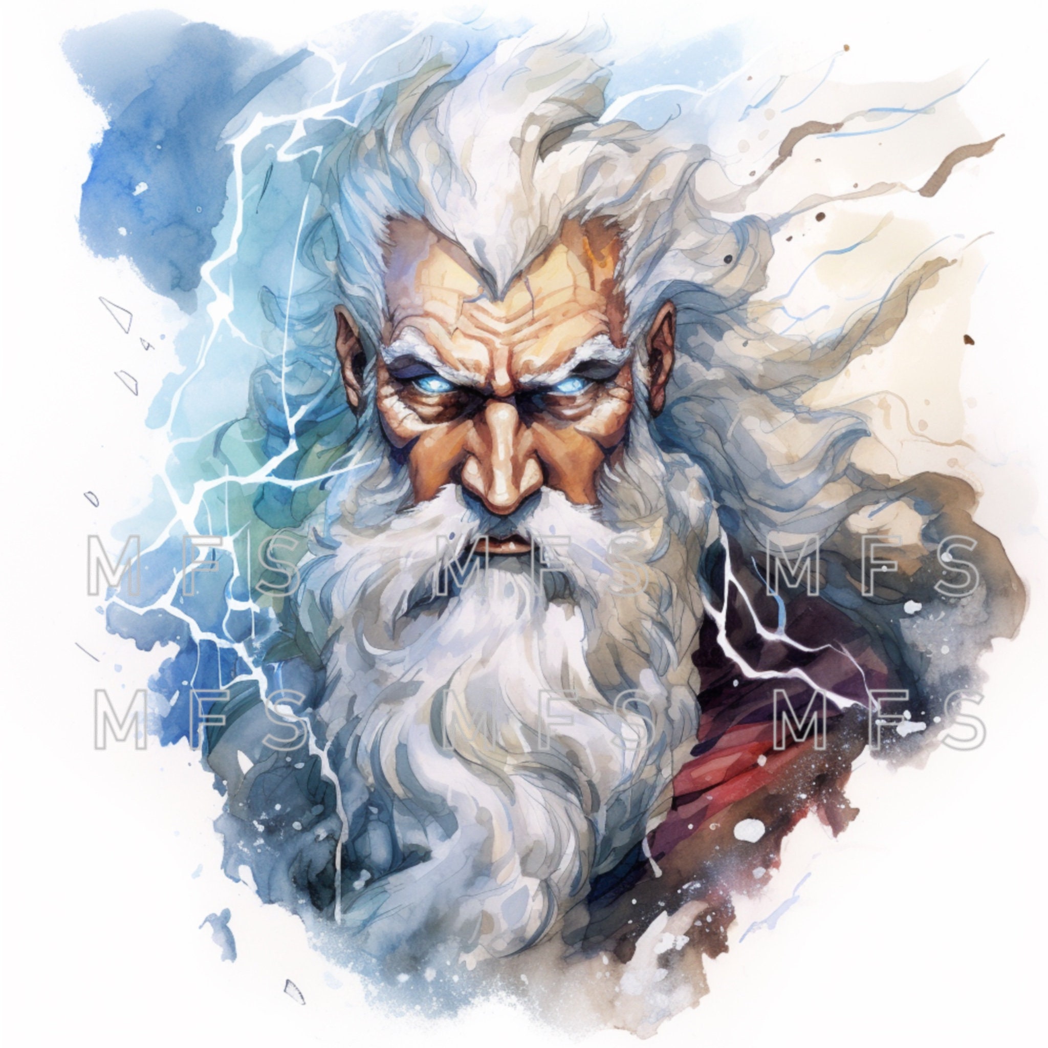 Watercolor God Zeus Clipart, 20 High Quality Jpgs, Instant Digital ...