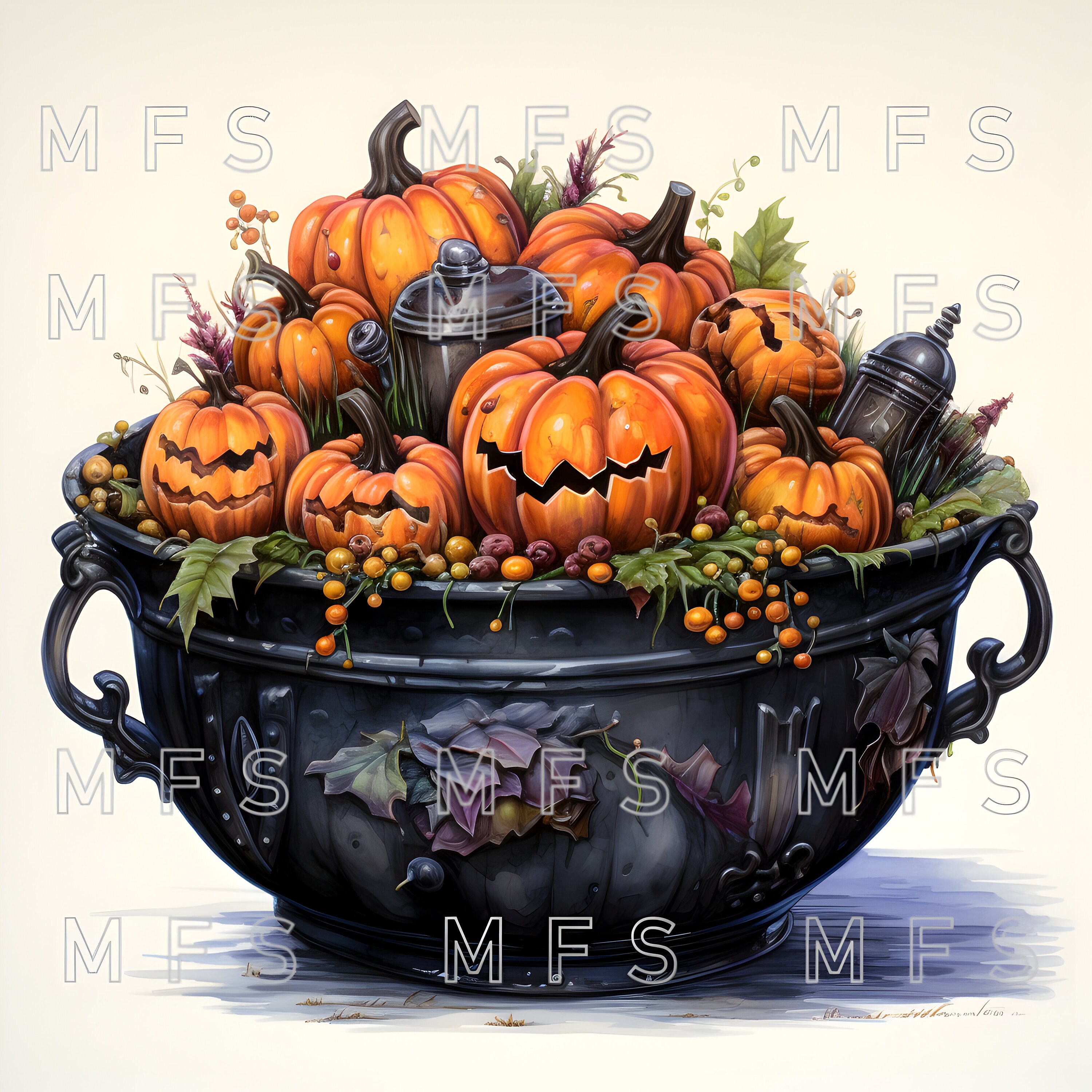 Watercolor Halloween Cauldron Clipart 20 High Quality Jpgs - Etsy