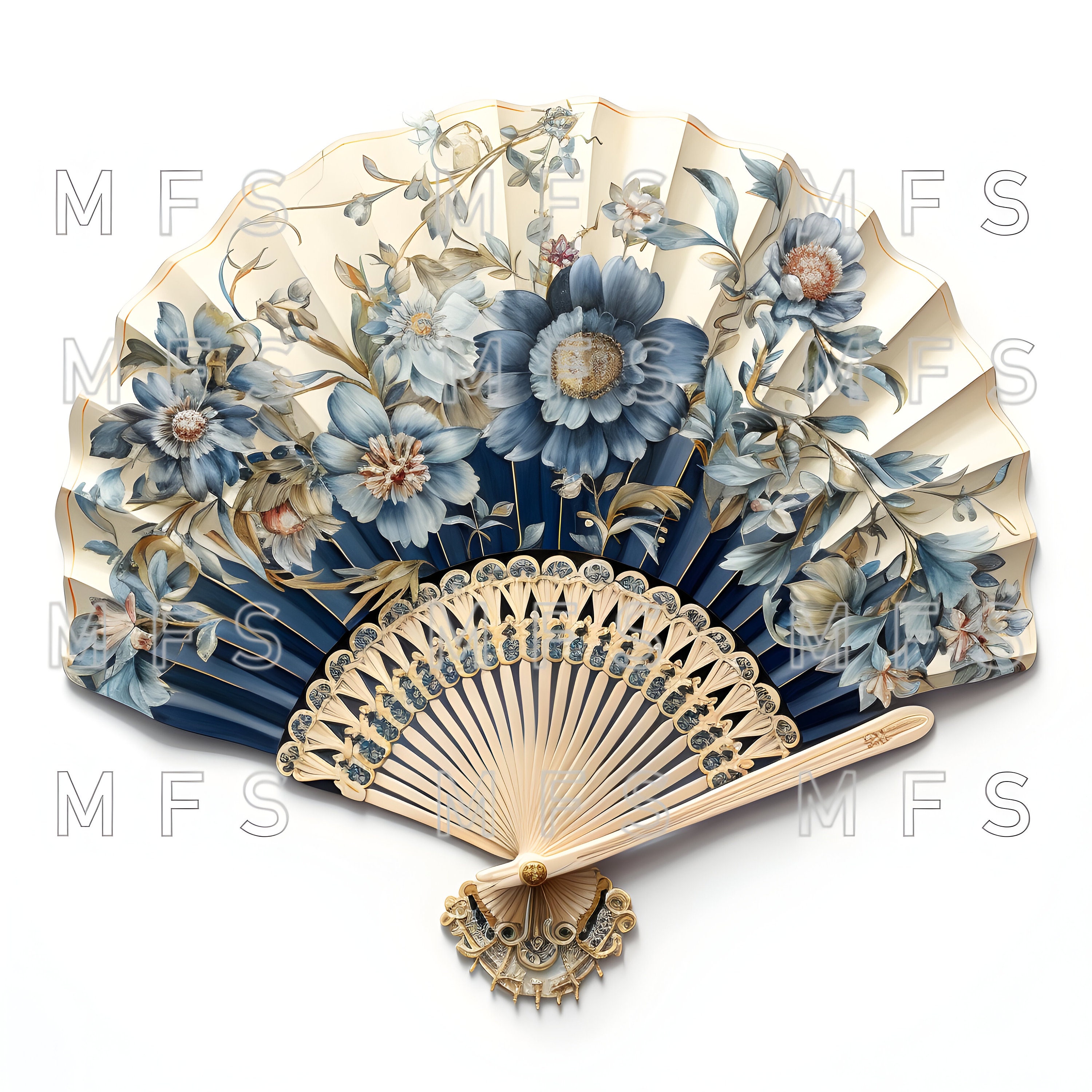 Watercolor Vintage Hand Fan Clipart, 20 High Quality Pngs, Instant ...