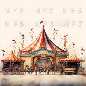 Watercolor Vintage Circus Clipart, 20 High Quality Jpgs, Instant ...