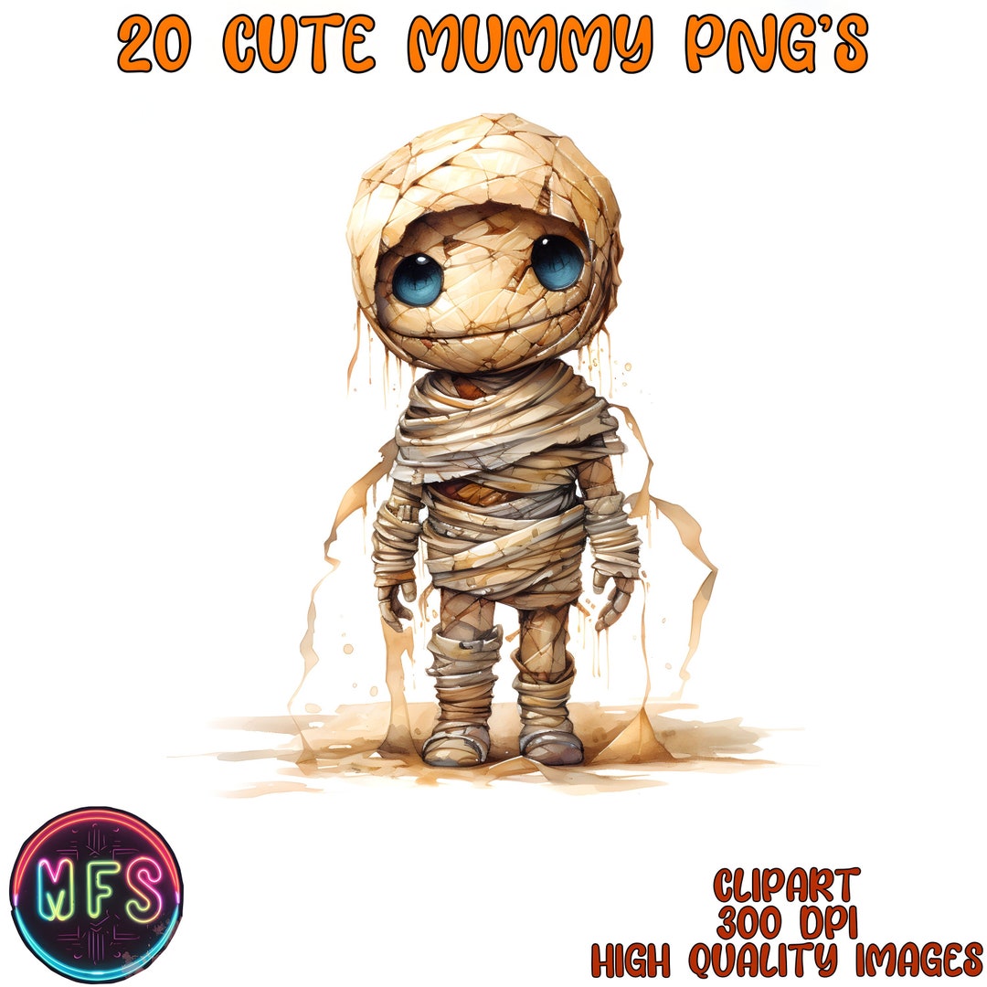 Watercolor Cute Halloween Mummy Clipart, 20 High Quality Pngs, Instant ...