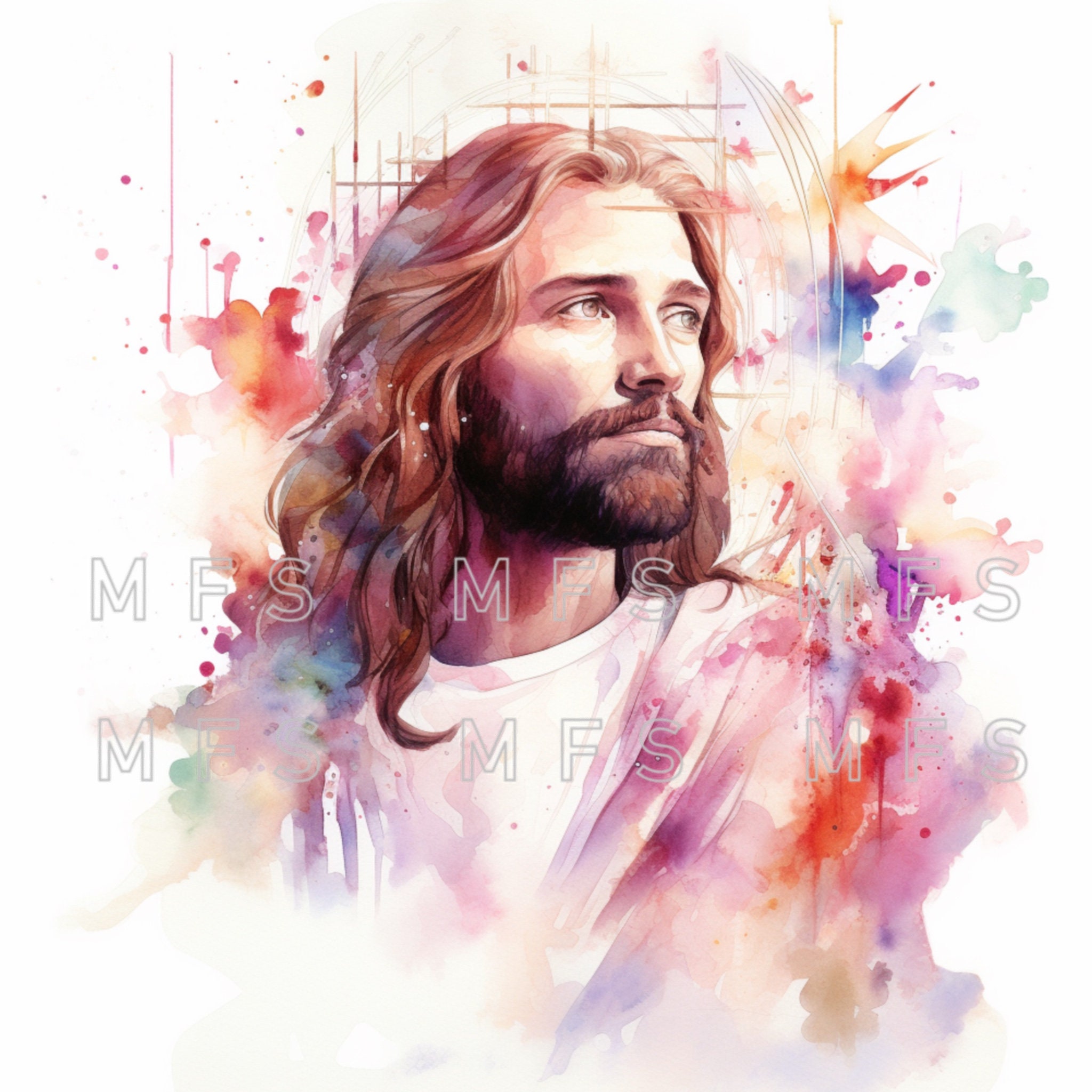 Watercolor Jesus Clipart, 20 High Quality Jpgs, Instant Digital ...
