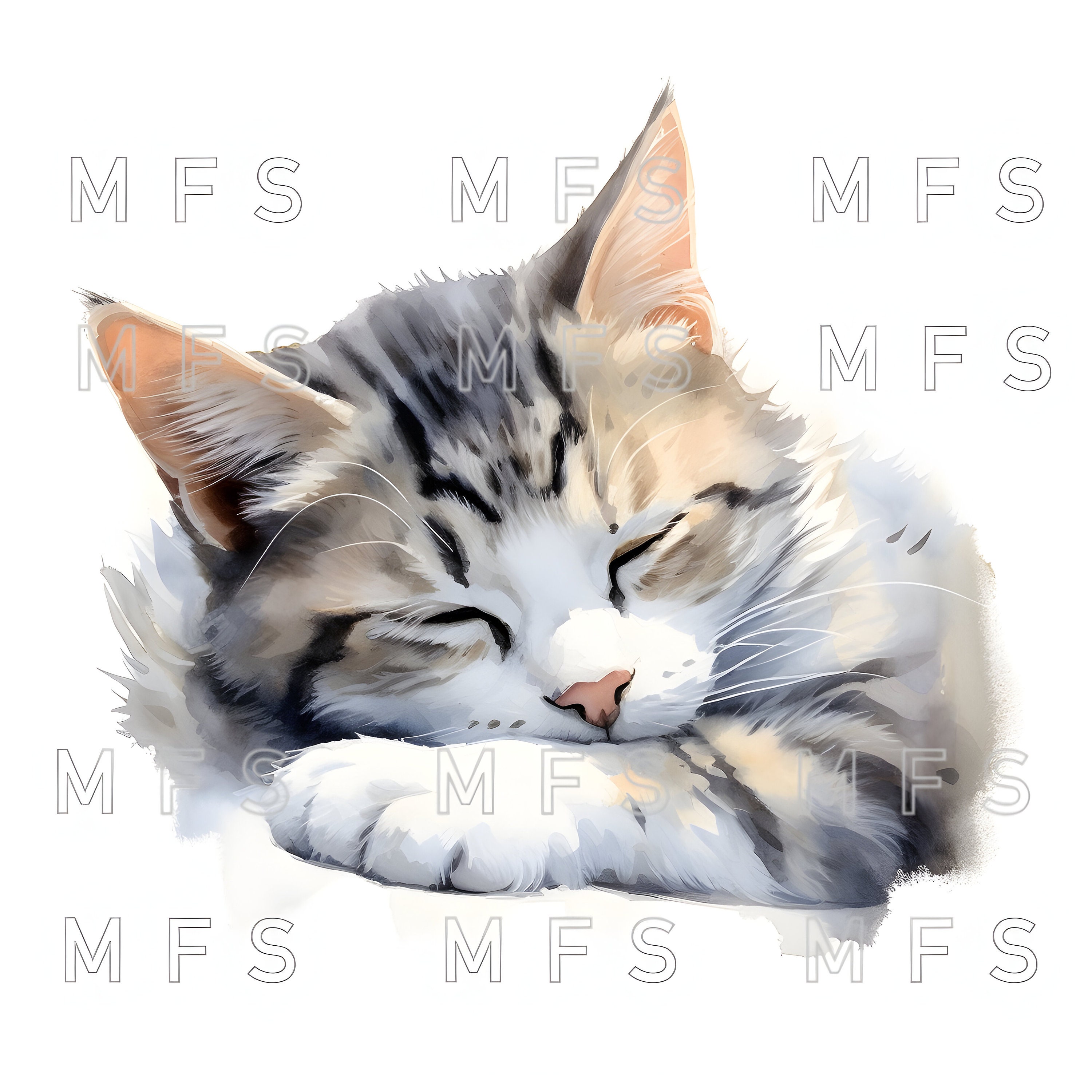 Watercolor Sleeping Cats Clipart, 20 High Quality Pngs, Instant Digital ...