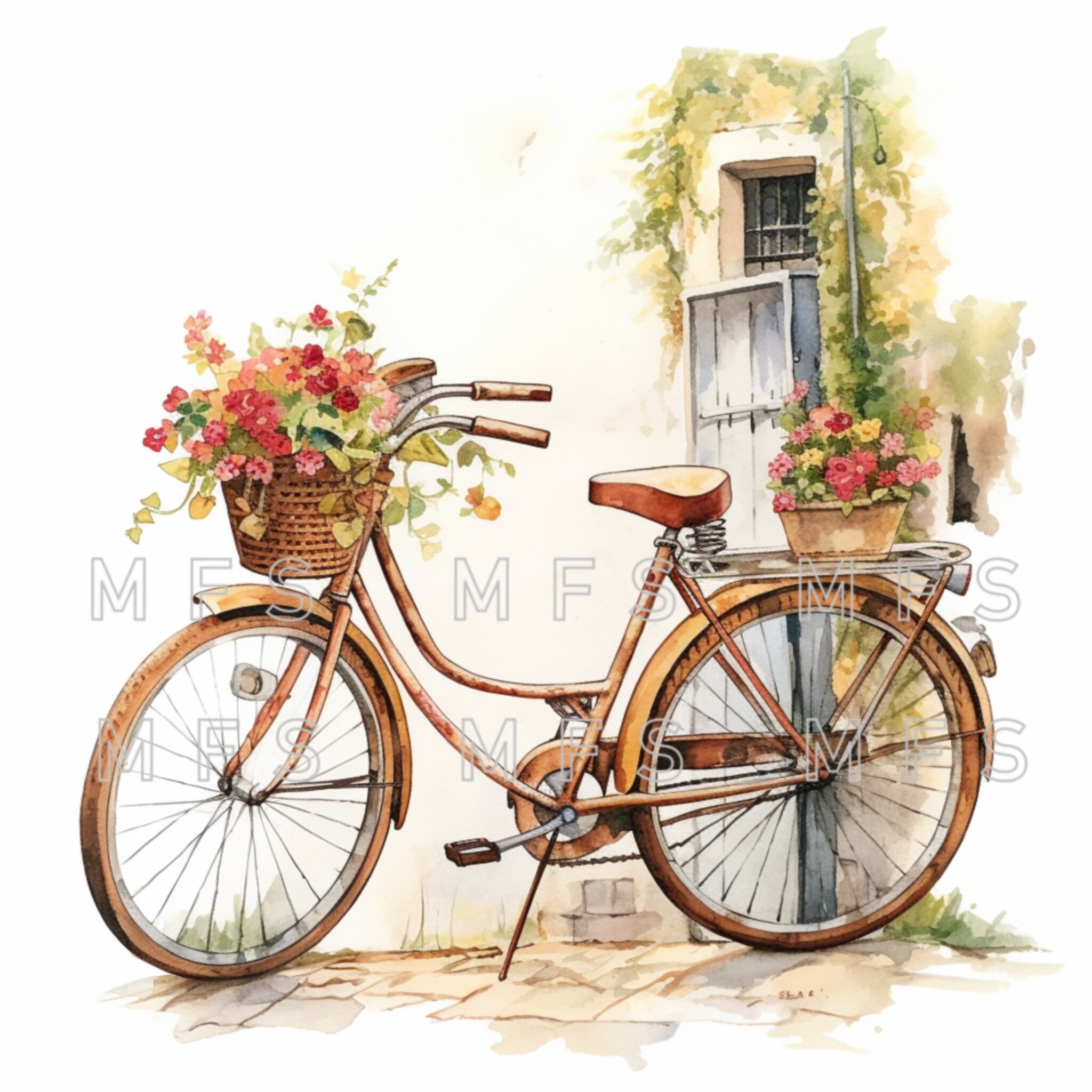 Watercolor Vintage Bicycle Clipart 20 High Quality Jpgs - Etsy