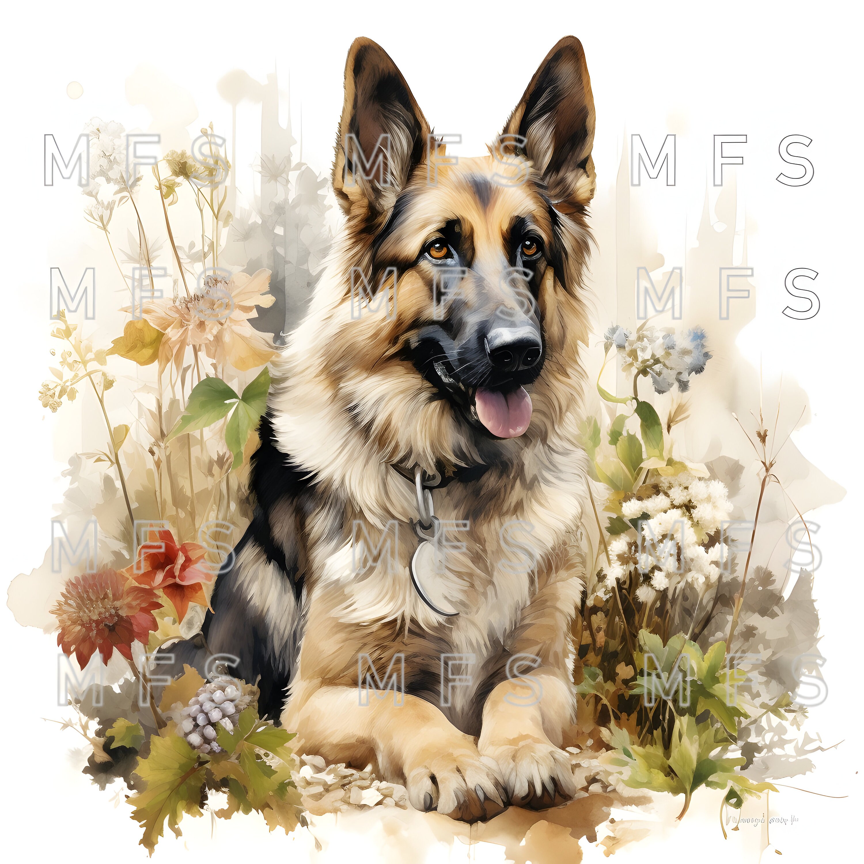 Watercolor German Shepherd Clipart, 20 High Quality Jpgs, Instant ...