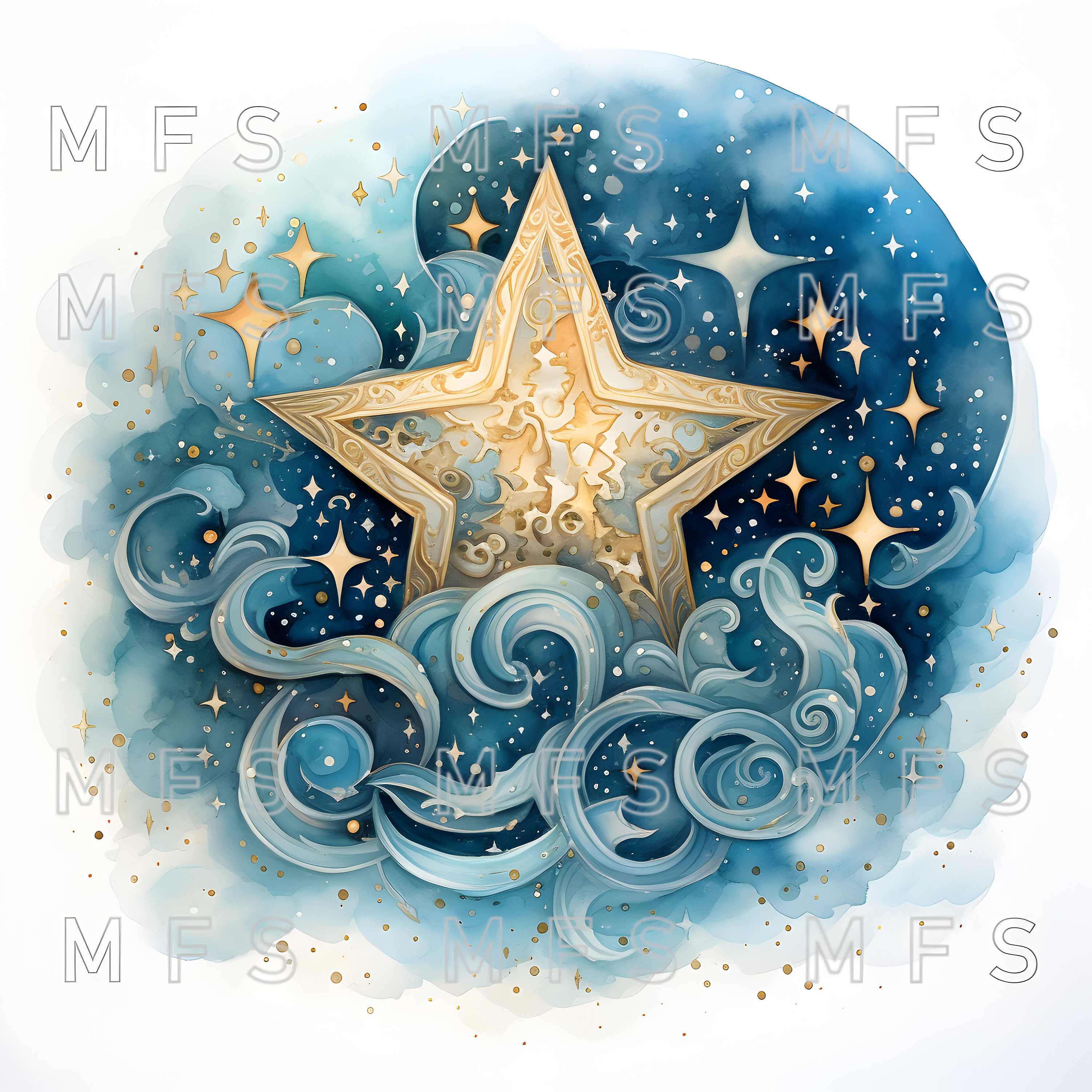 Watercolor Christmas Star Clipart, 20 High Quality Pngs, Instant ...