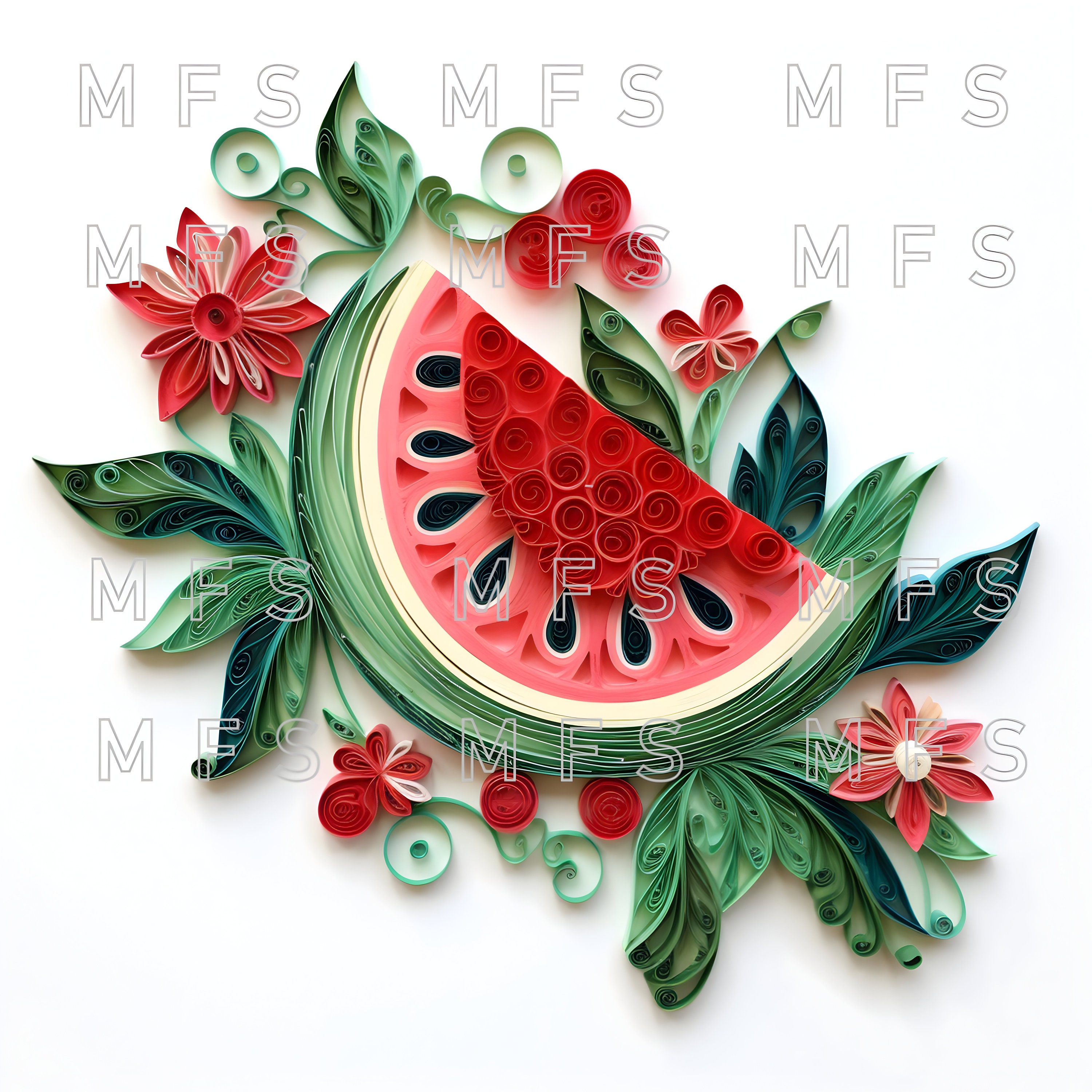 Watercolor Quilling Watermelon Clipart, 20 High Quality Jpgs, Instant ...
