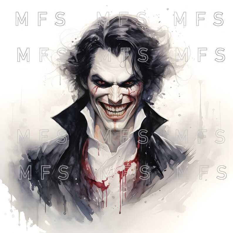 Watercolor Scary Vampire Clipart, 20 High Quality Jpgs, Instant Digital ...