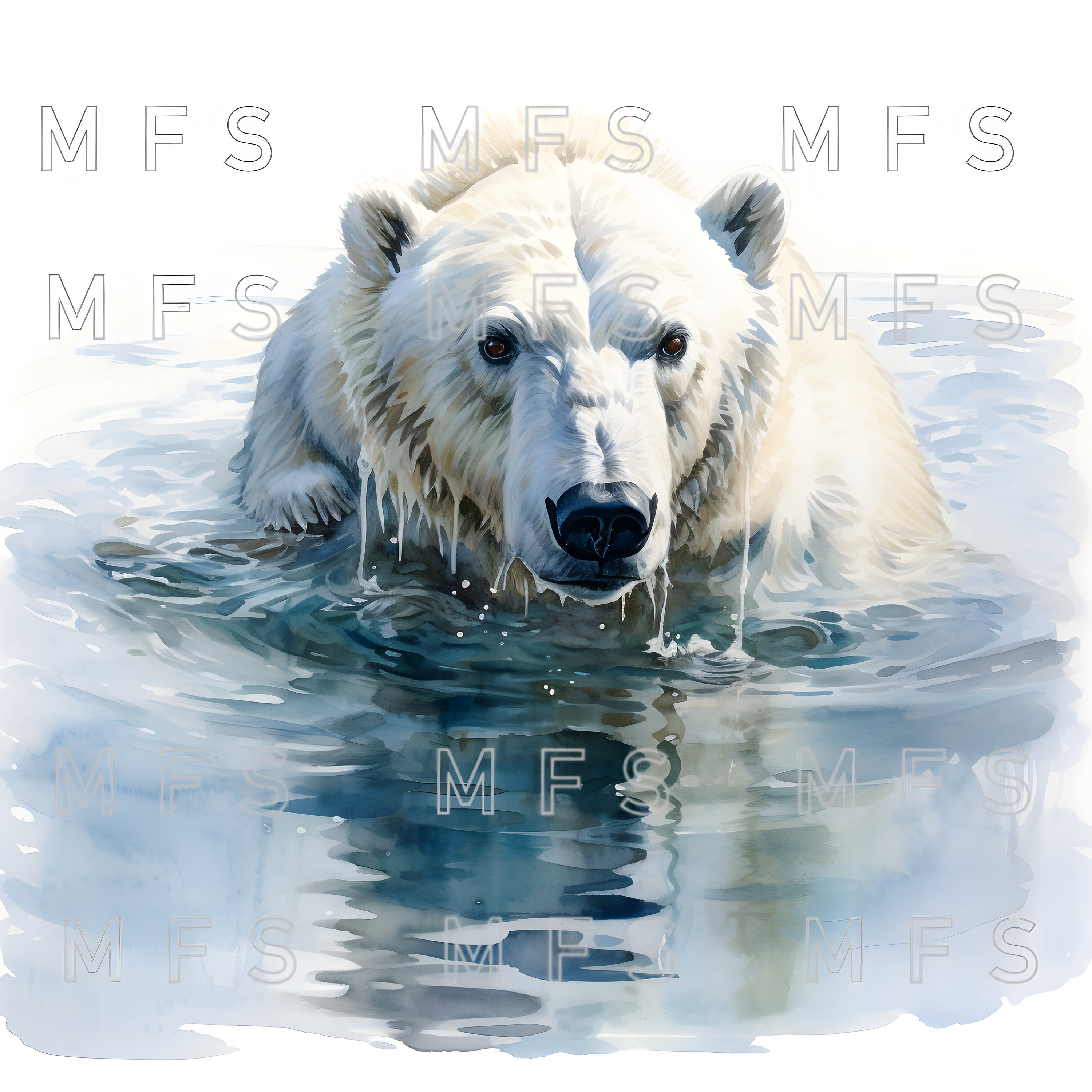 Watercolor Polar Bears Clipart, 20 High Quality Jpgs, Instant Digital ...