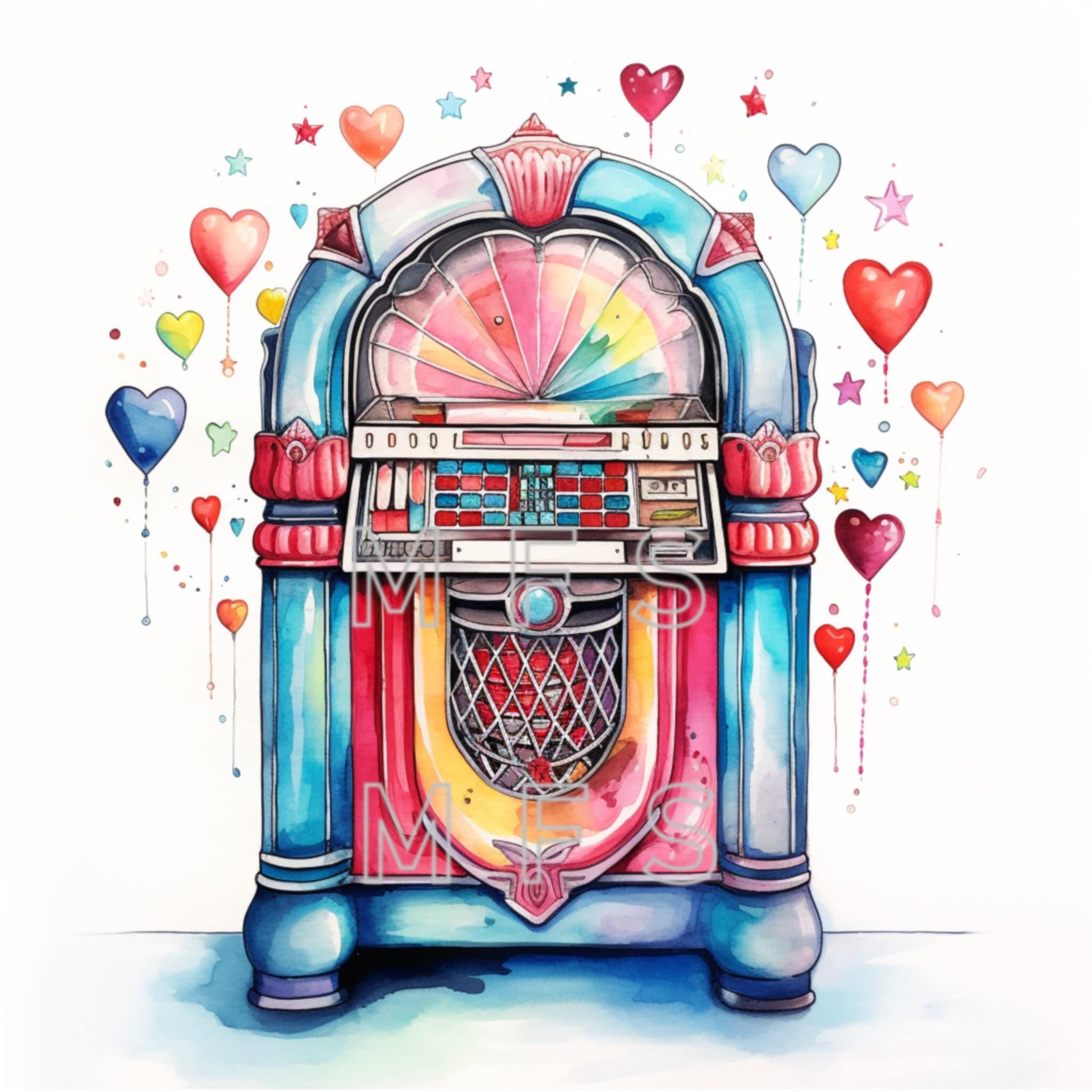 Jukeboxes Clipart, 20 High Quality Jpgs, Instant Digital Download Card ...