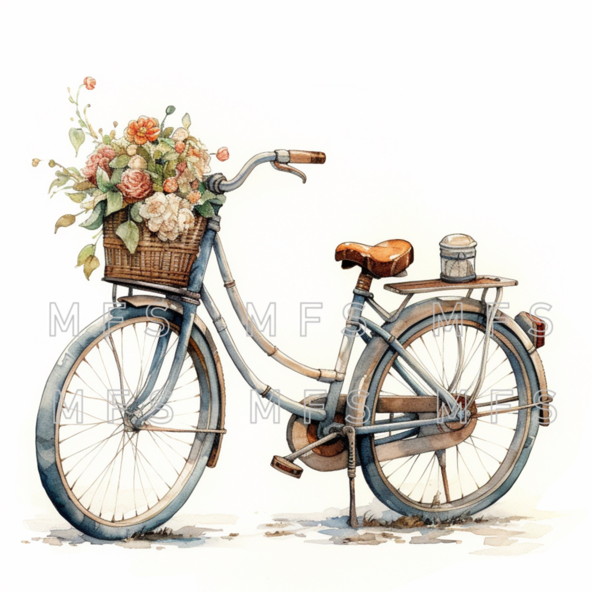 Watercolor Vintage Bicycle Clipart 20 High Quality Jpgs - Etsy