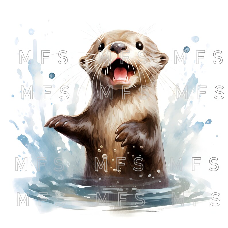 Watercolor Cute Otter Clipart, 20 High Quality Jpgs, Instant Digital ...