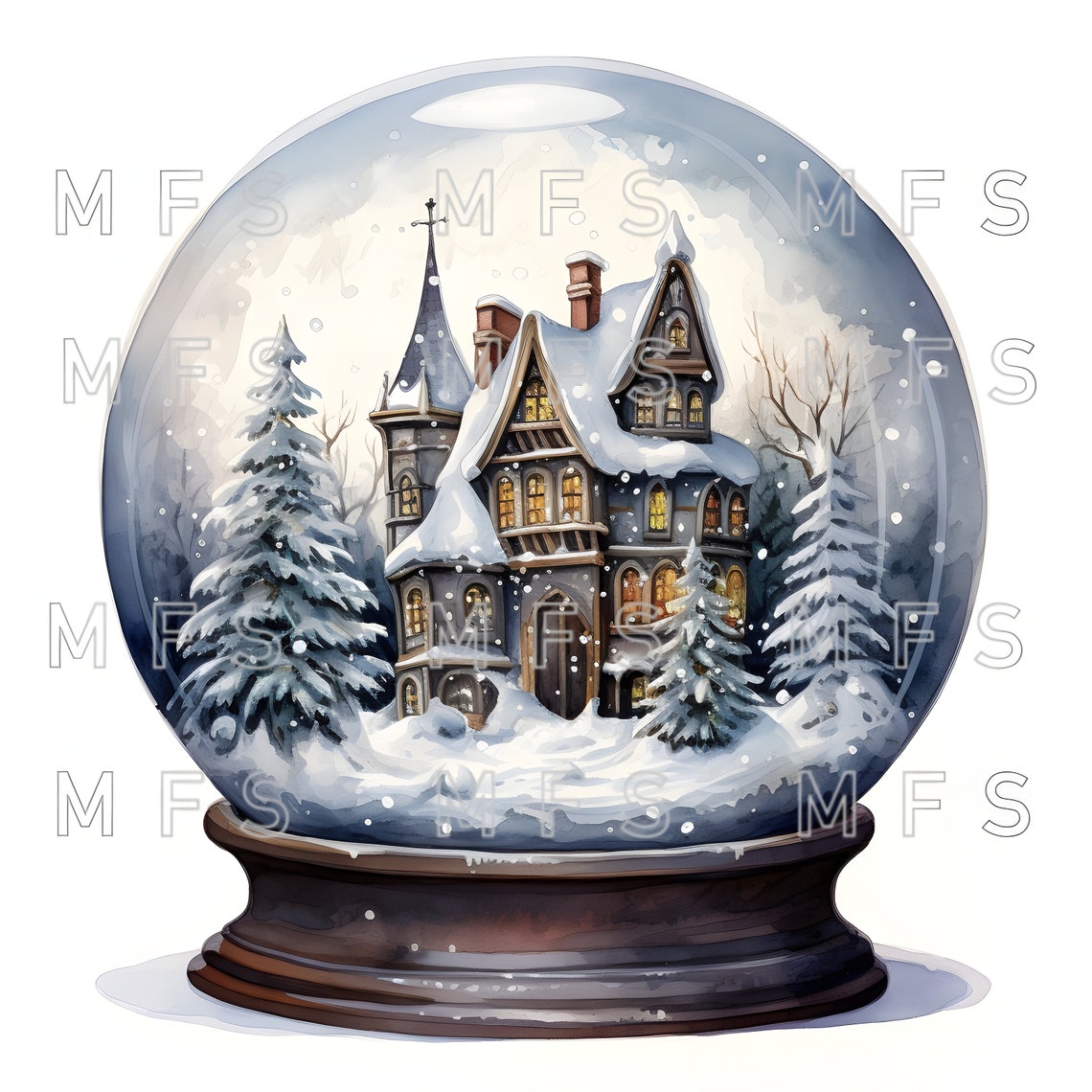 Watercolor Christmas Snow Globe Clipart 20 High Quality PNG - Etsy