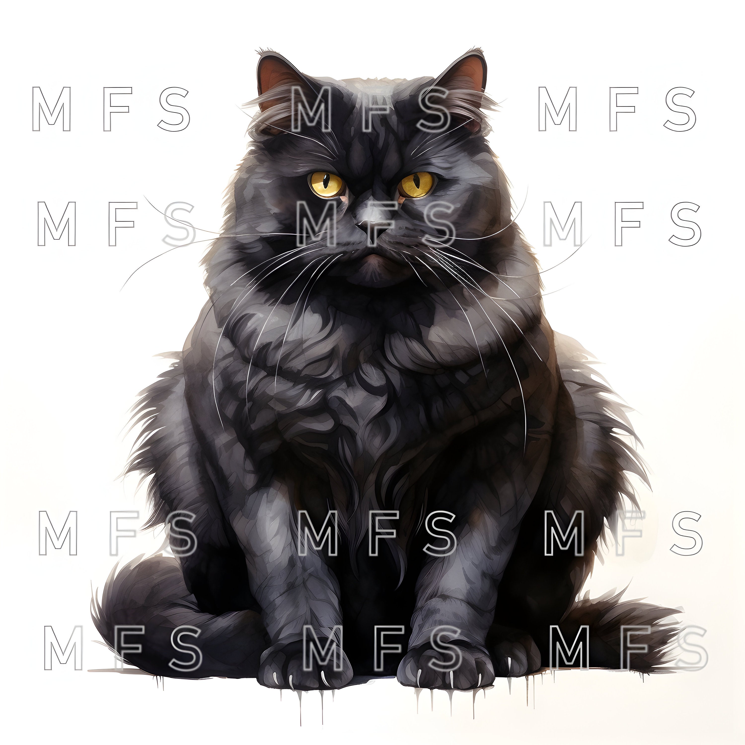 Watercolor Overweight Cats Clipart, 20 High Quality Jpgs, Instant ...