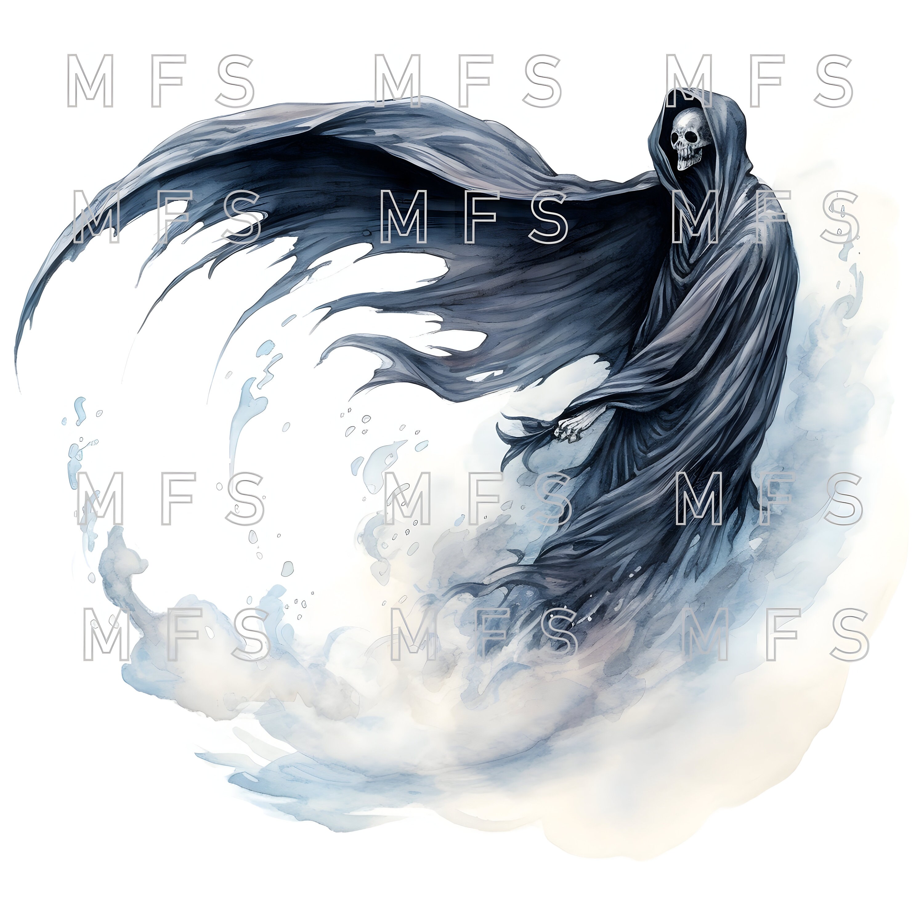 Watercolor Flying Death Clipart, 20 High Quality Jpgs, Instant Digital ...