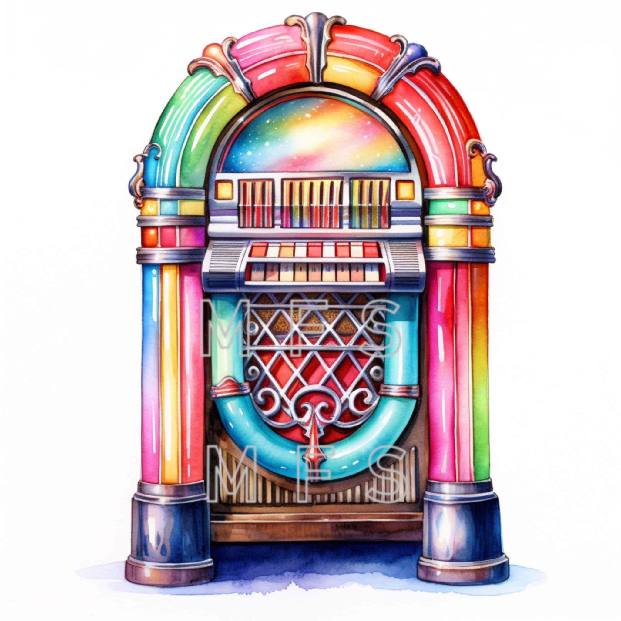 Jukeboxes Clipart, 20 High Quality Jpgs, Instant Digital Download Card ...