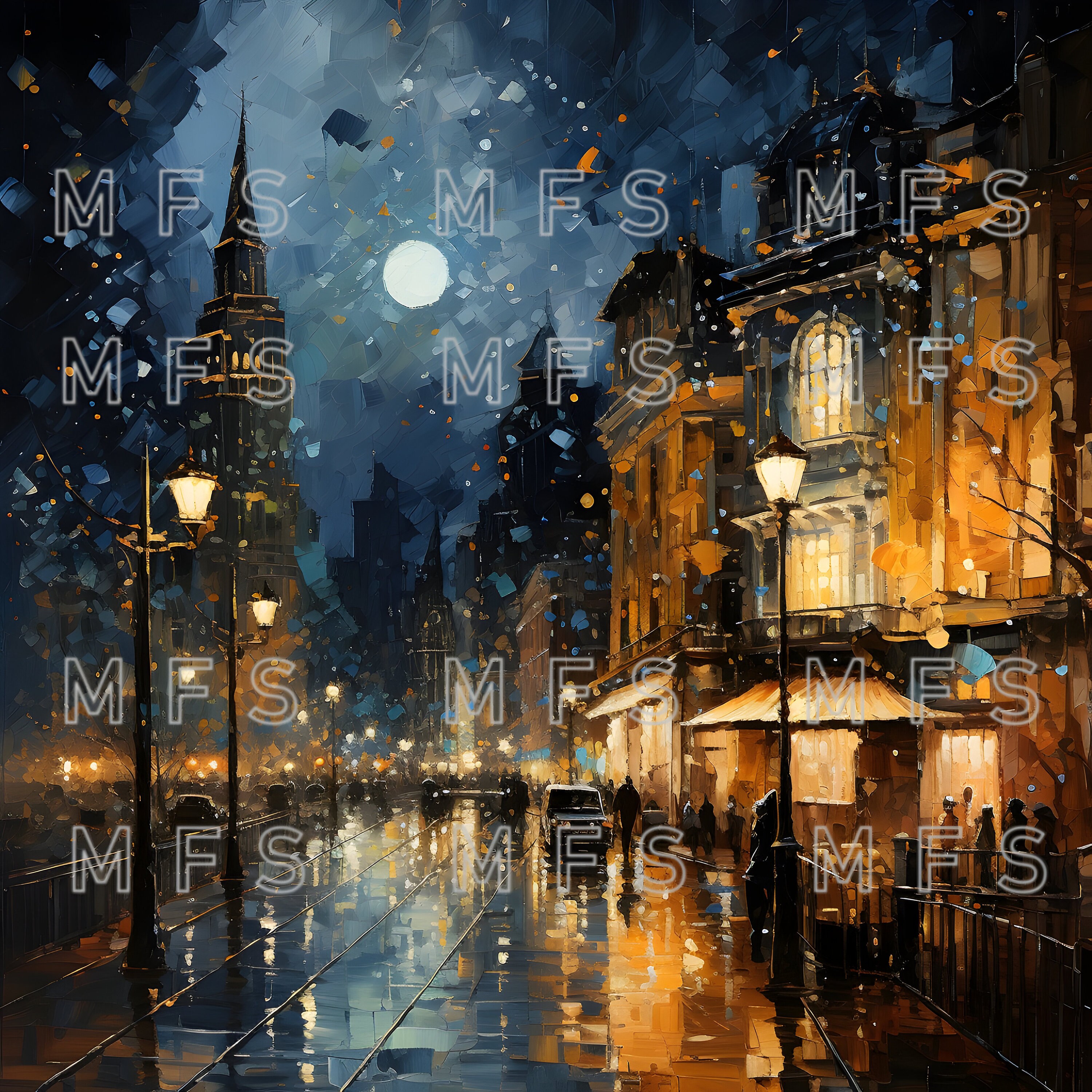 Watercolor City Lights Impasto Painting Clipart, 20 High Quality Jpgs ...