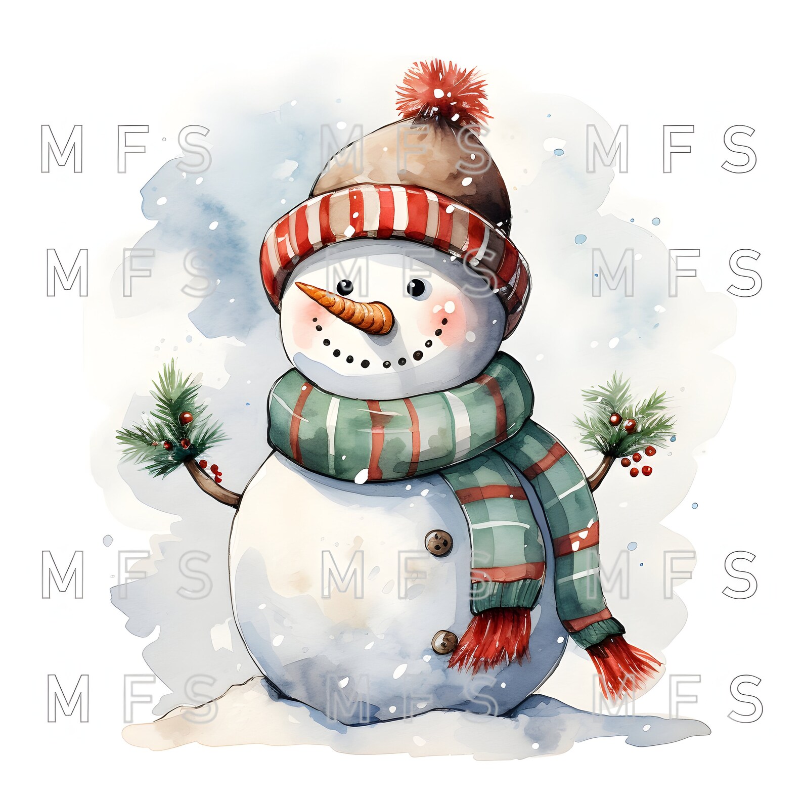 Watercolor Christmas Snowman Clipart, 20 High Quality Jpgs, Instant ...