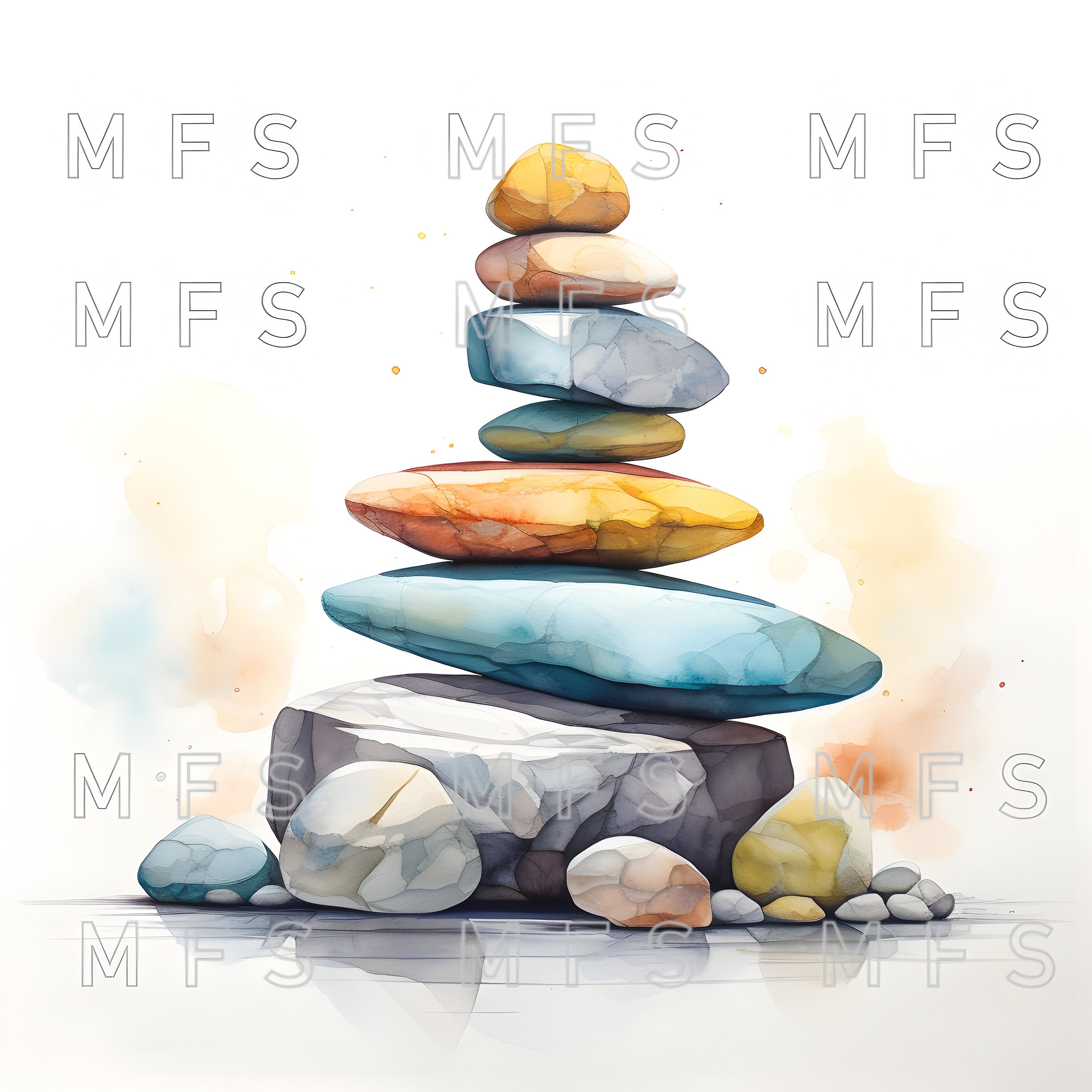 Watercolor Stone Balancing Clipart 20 High Quality Jpgs - Etsy