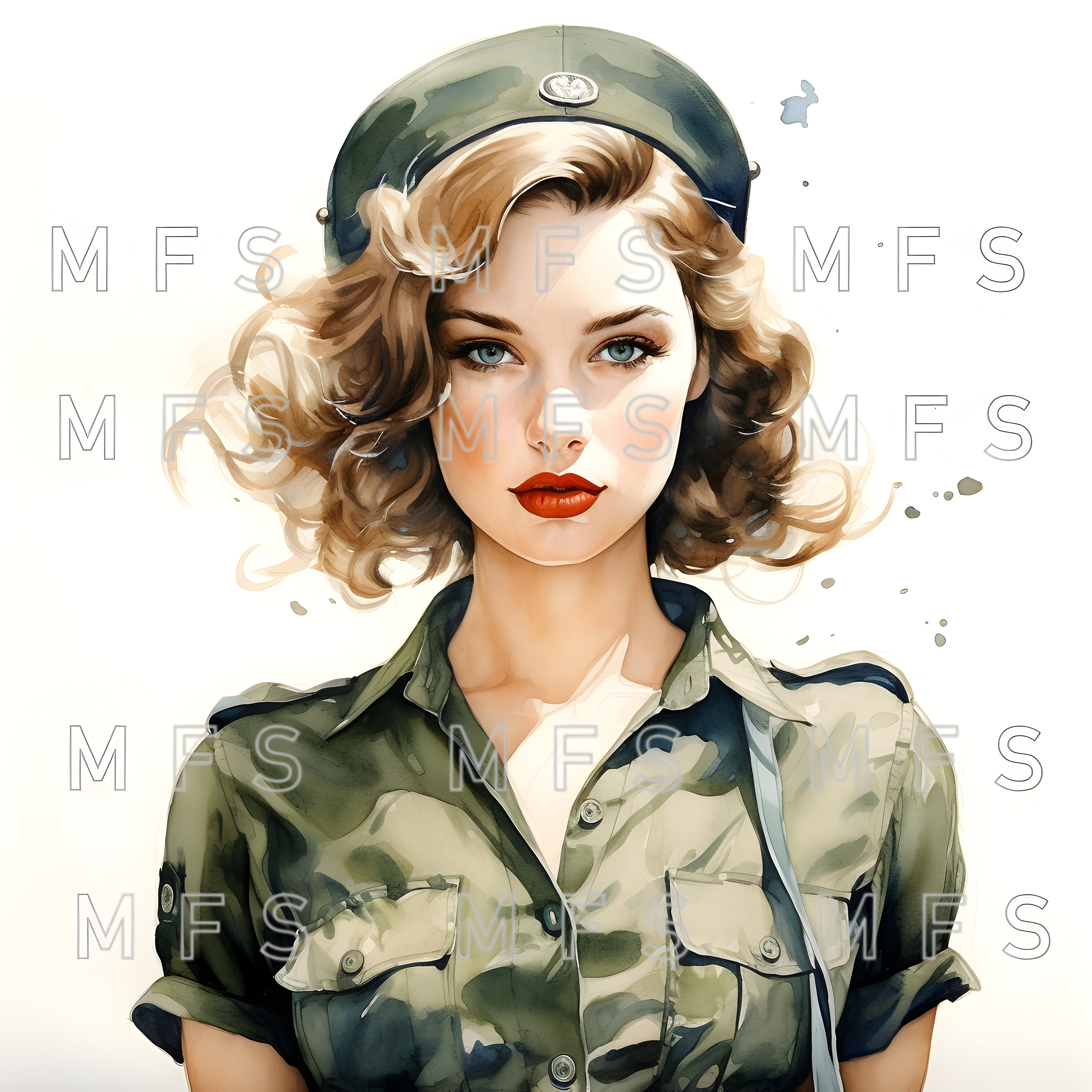 Watercolor Army Girls Clipart, 20 High Quality Jpgs, Instant Digital ...