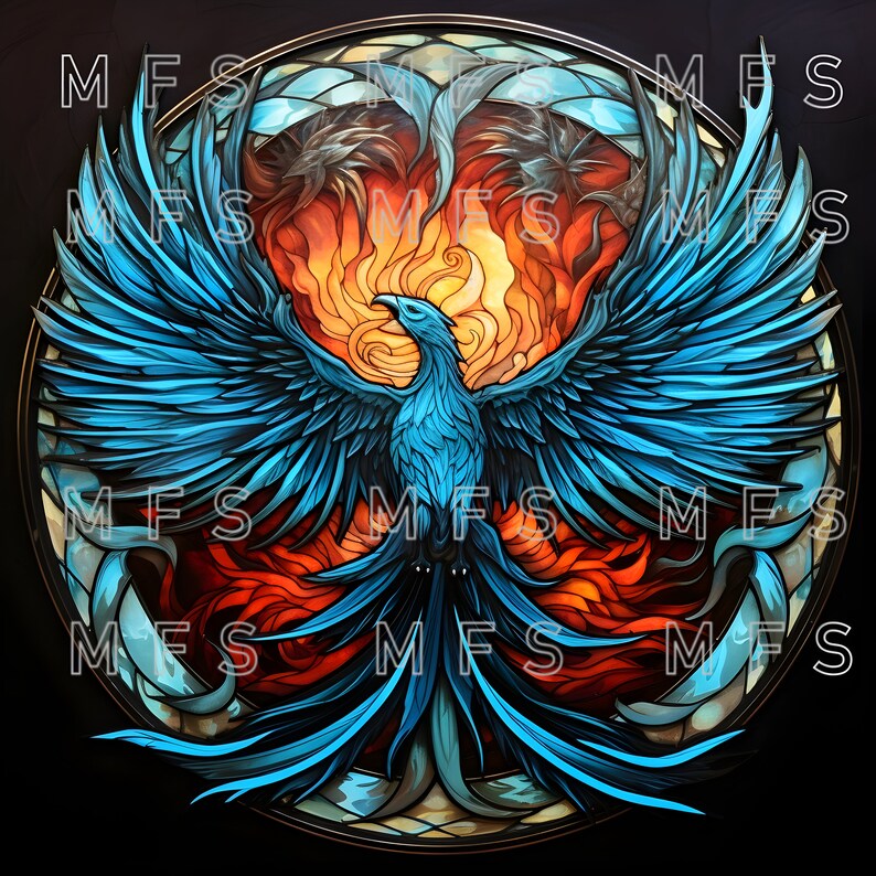 Stained Glass Ice Phoenix Clipart, 20 High Quality Jpgs, Instant ...