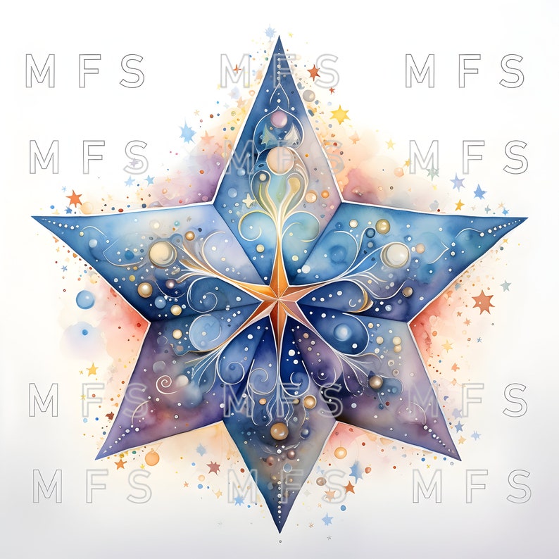 Watercolor Christmas Star Clipart, 20 High Quality Pngs, Instant ...