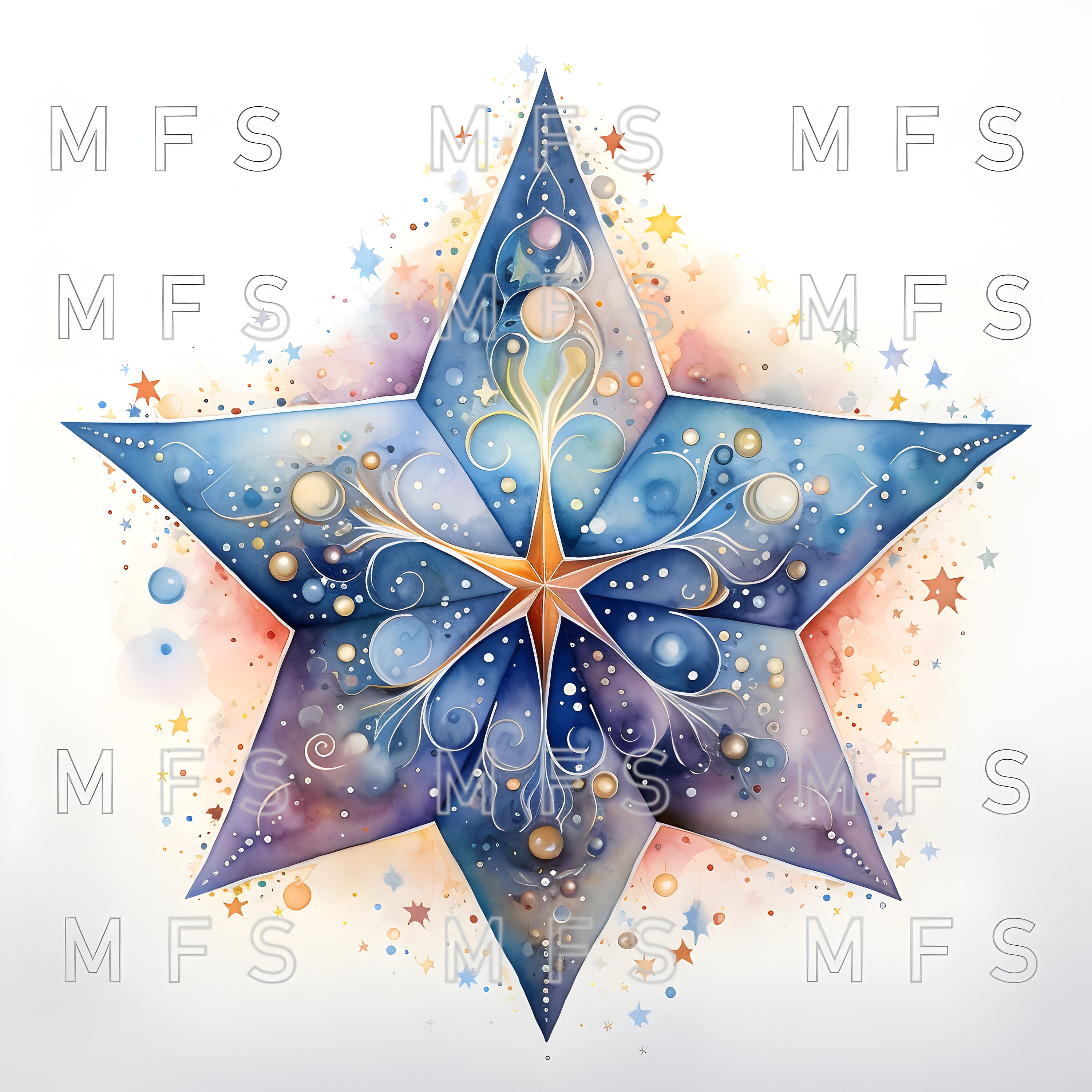 Watercolor Christmas Star Clipart, 20 High Quality Pngs, Instant ...