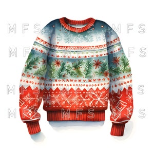 Watercolor Christmas Sweater Clipart, 20 High Quality JPG, Instant ...