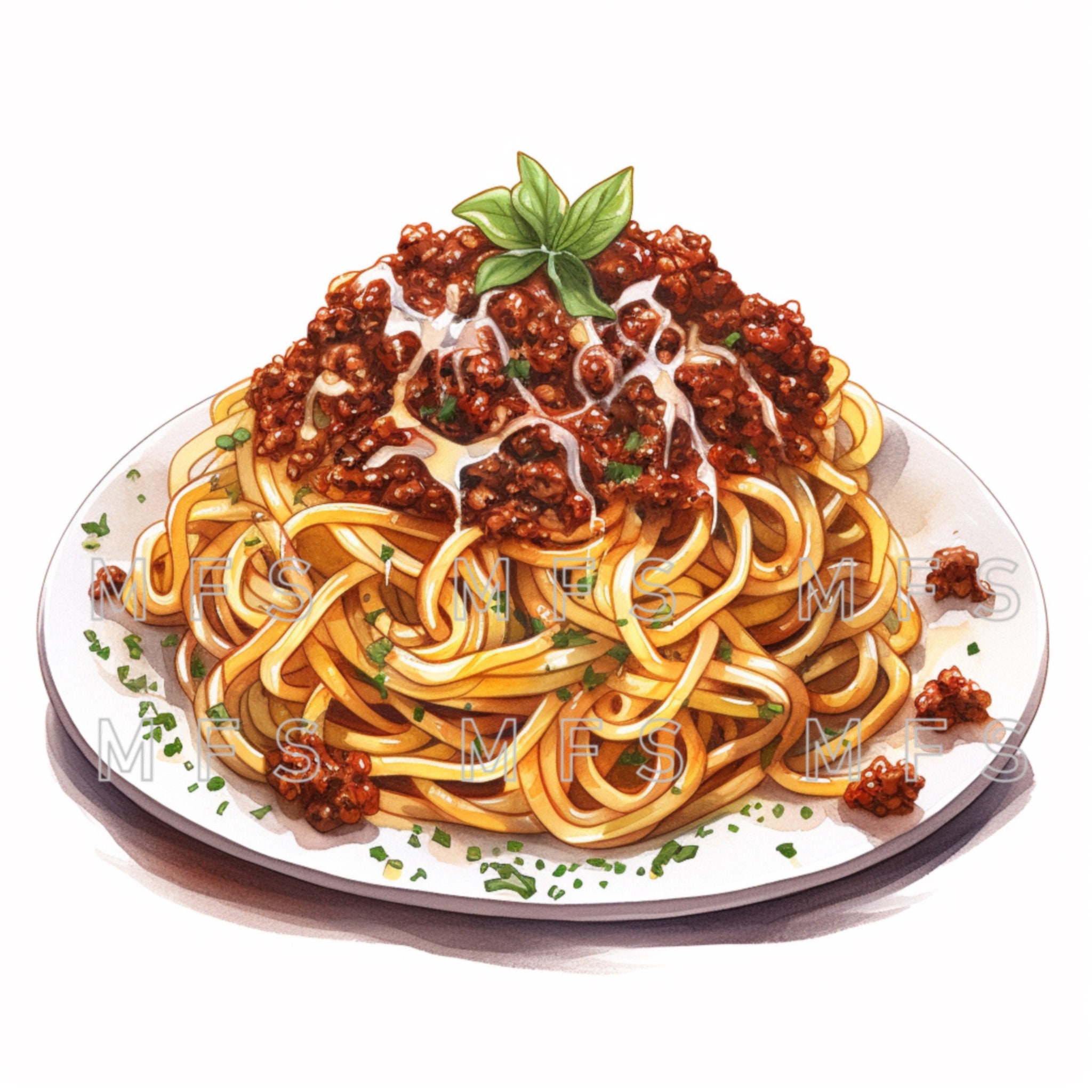 Watercolor Spaghetti Bolognese Clipart, 20 High Quality Jpgs, Instant ...