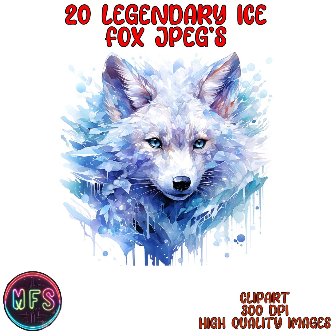 Watercolor Legendary Ice Fox Clipart, 20 High Quality Jpgs, Instant ...