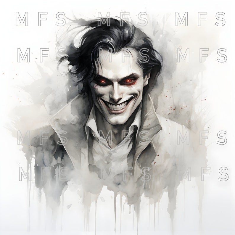 Watercolor Scary Vampire Clipart, 20 High Quality Jpgs, Instant Digital ...