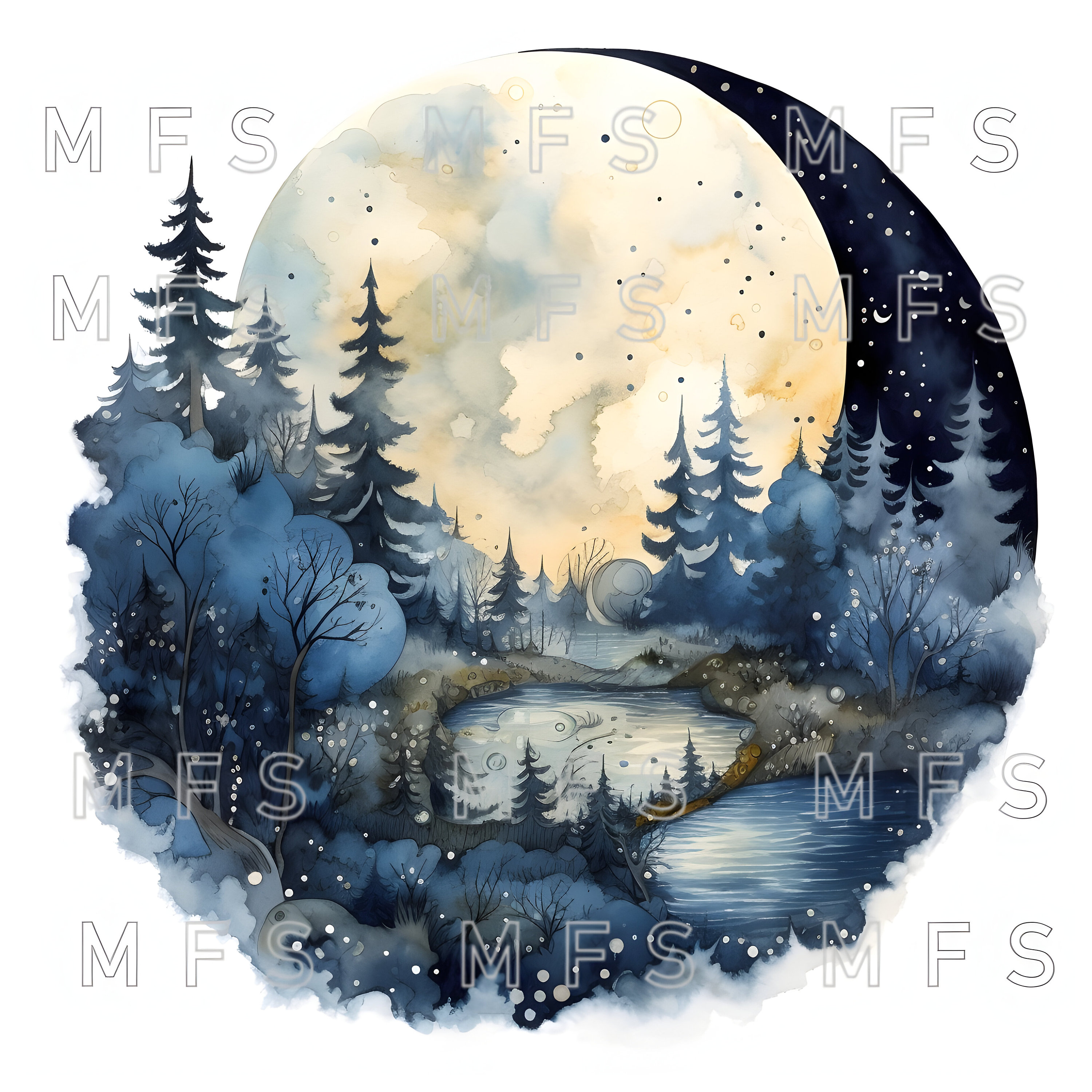 Watercolor Fantastic Moon Clipart 20 High Quality Jpgs - Etsy