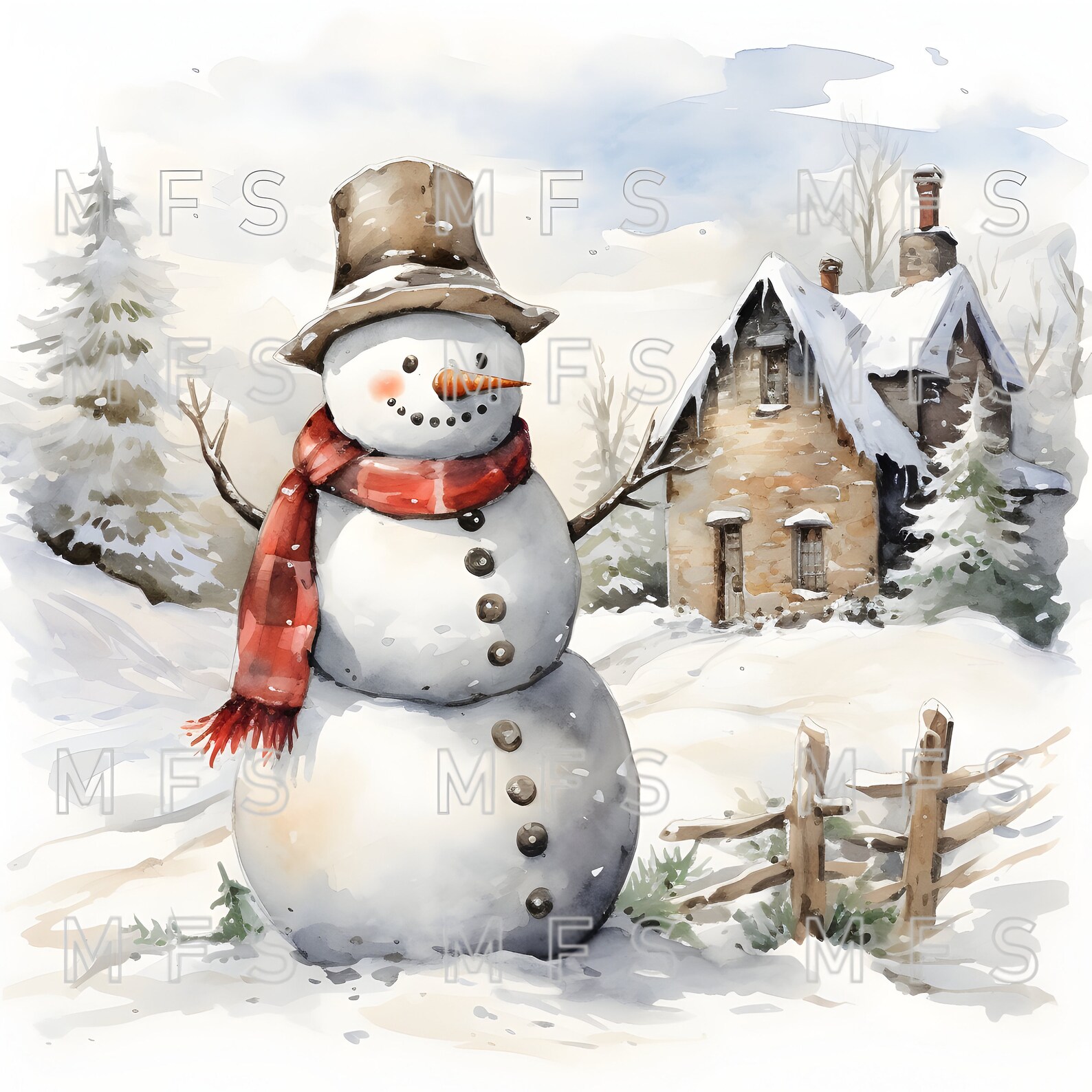 Watercolor Christmas Snowman Clipart, 20 High Quality Jpgs, Instant ...