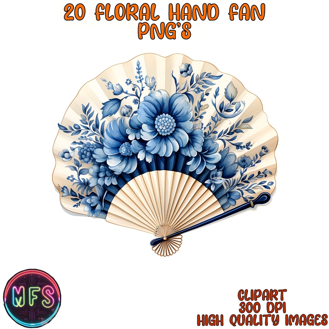 Watercolor Vintage Hand Fan Clipart, 20 High Quality Pngs, Instant ...