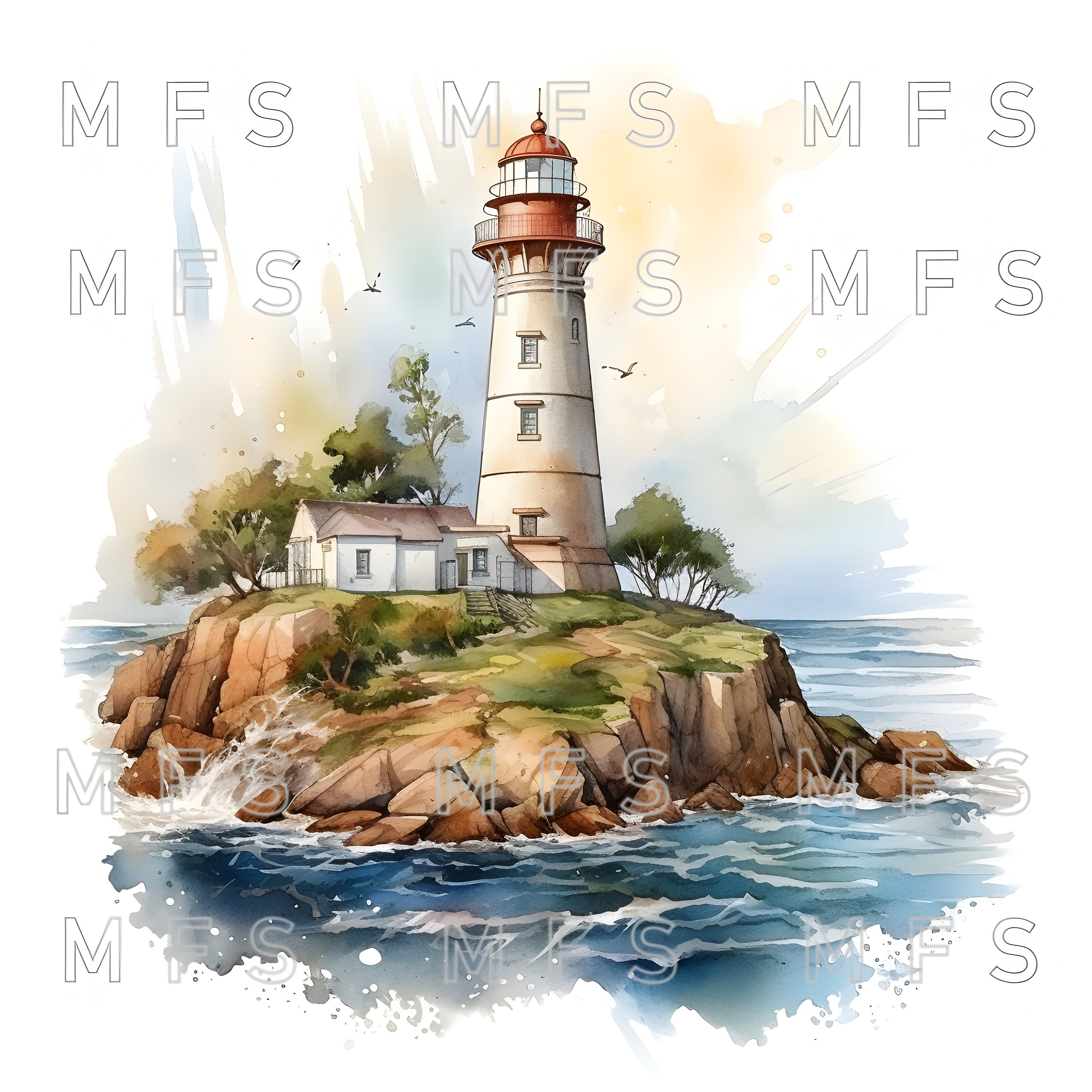 Watercolor Lighthouse Clipart, 20 High Quality Jpg's, Instant Digital ...