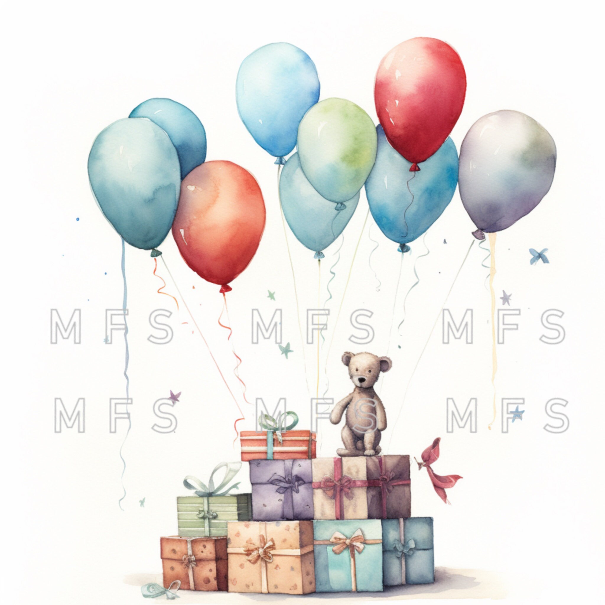 Watercolor Birthday Theme Clipart 20 High Quality Jpgs - Etsy