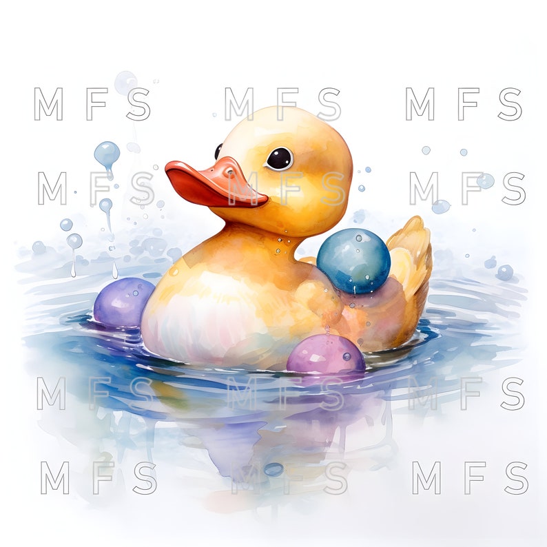 Watercolor Rubber Duck Clipart, 20 High Quality Jpgs, Instant Digital ...