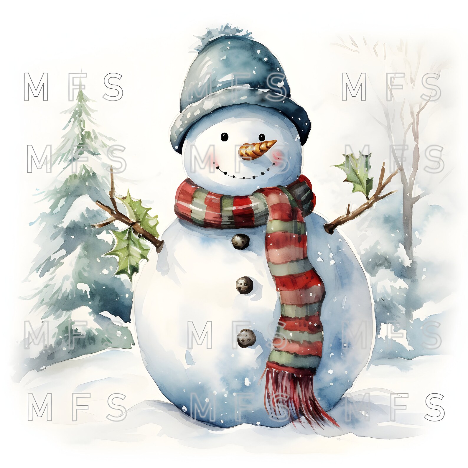 Watercolor Christmas Snowman Clipart, 20 High Quality Jpgs, Instant ...