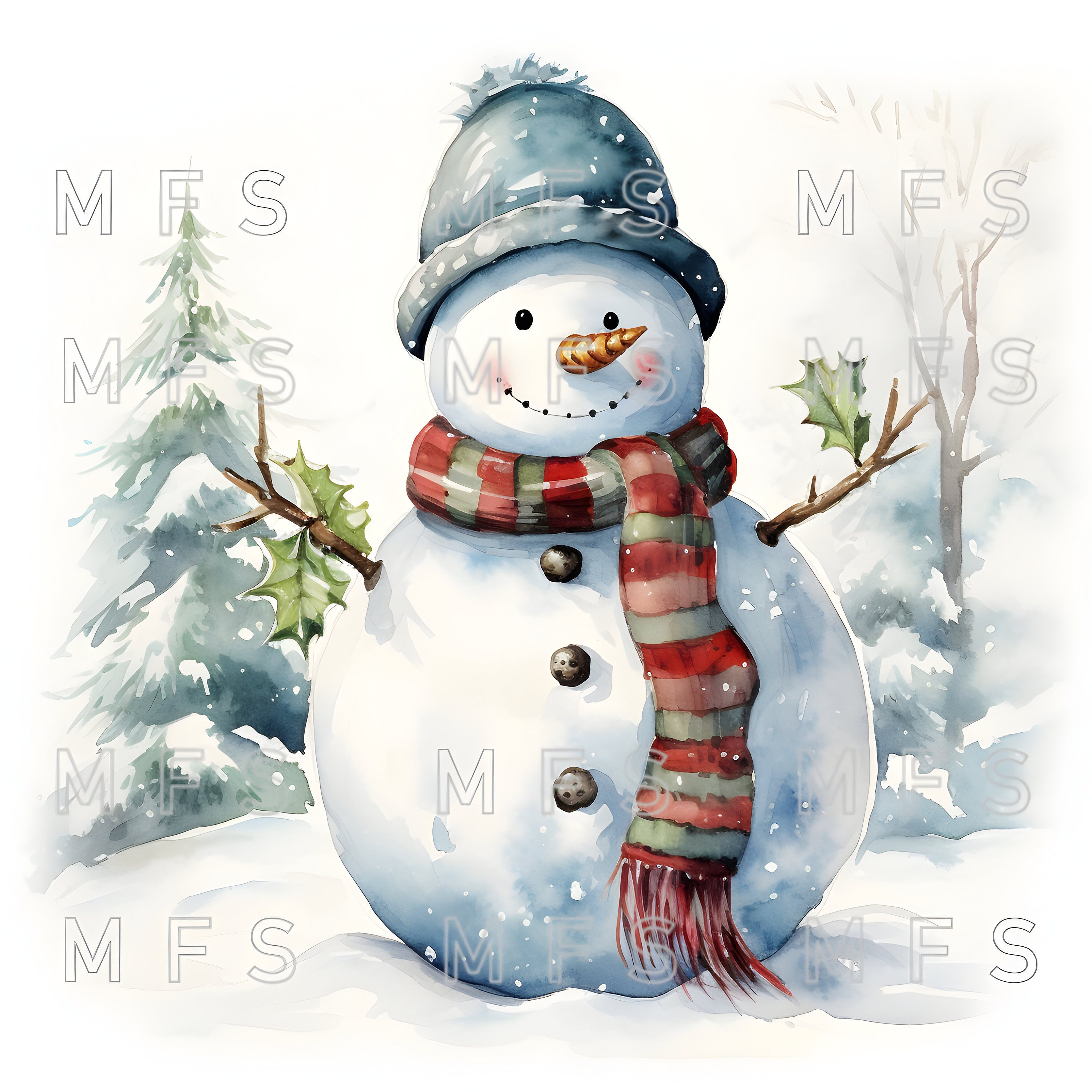 Watercolor Christmas Snowman Clipart, 20 High Quality Jpgs, Instant ...