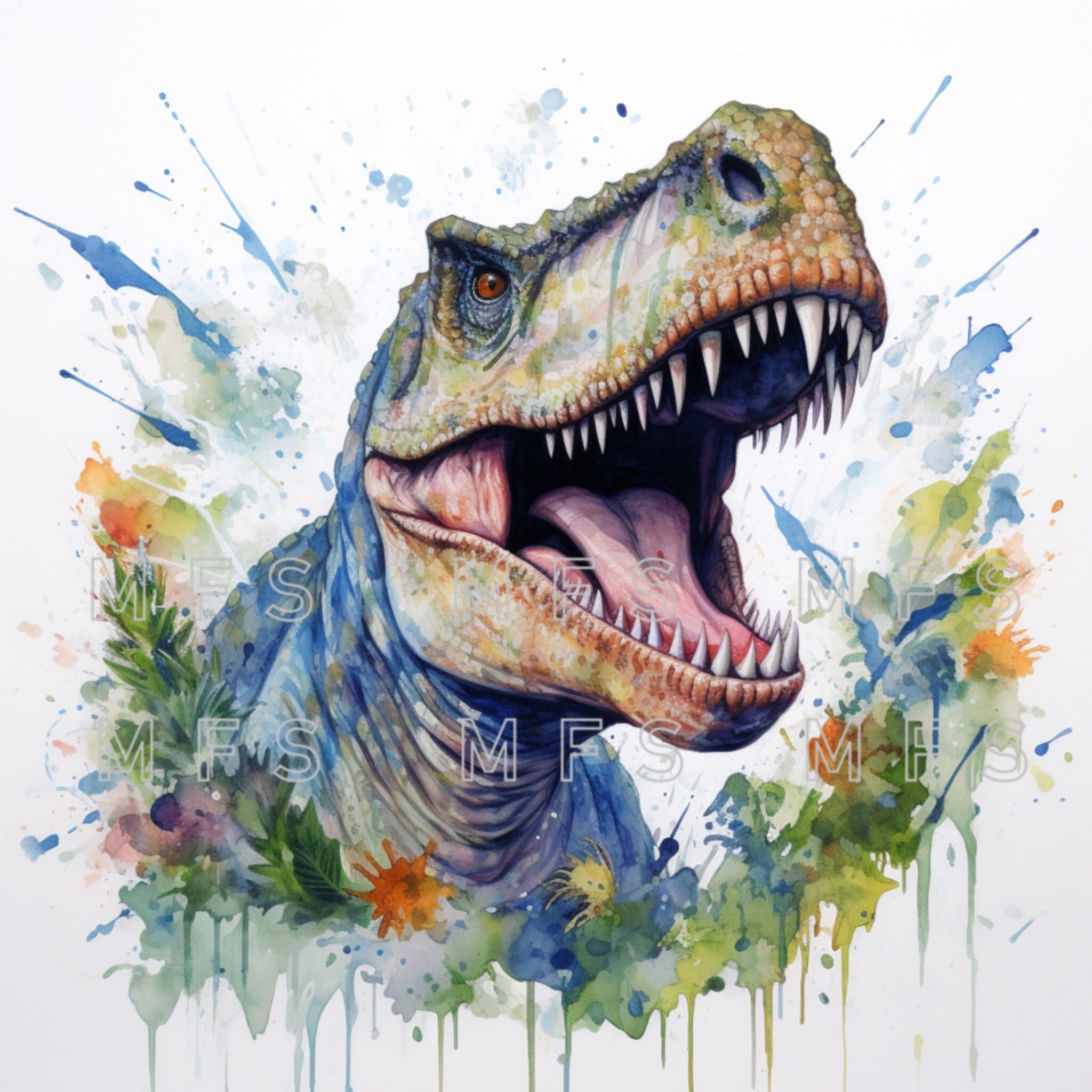 Watercolor T-rex Dinosaur Clipart, 20 High Quality Png's, Instant ...