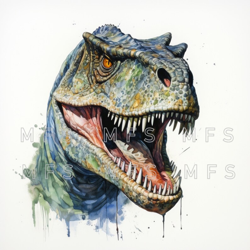 Watercolor T-rex Dinosaur Clipart 20 High Quality Jpgs - Etsy