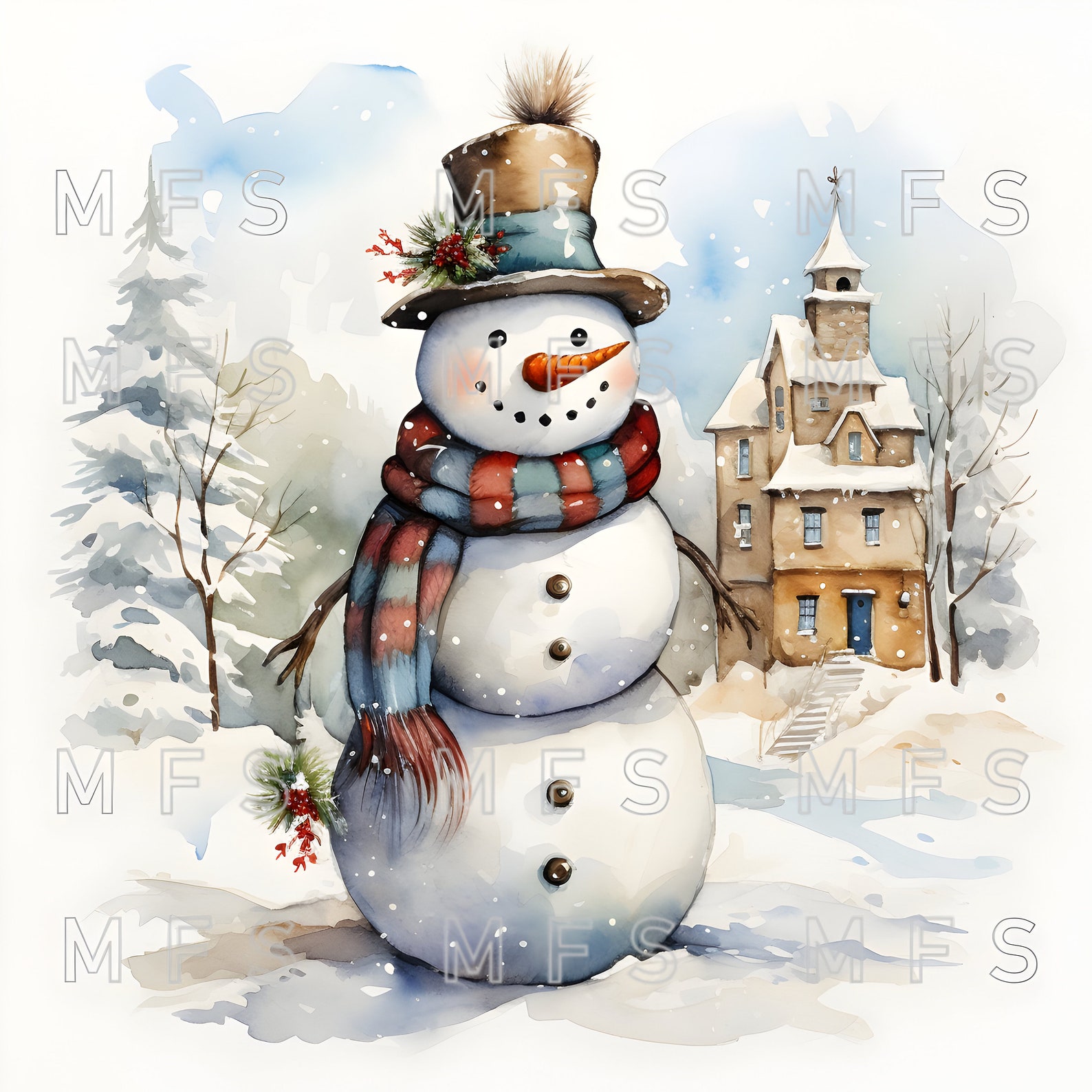 Watercolor Christmas Snowman Clipart, 20 High Quality Jpgs, Instant ...