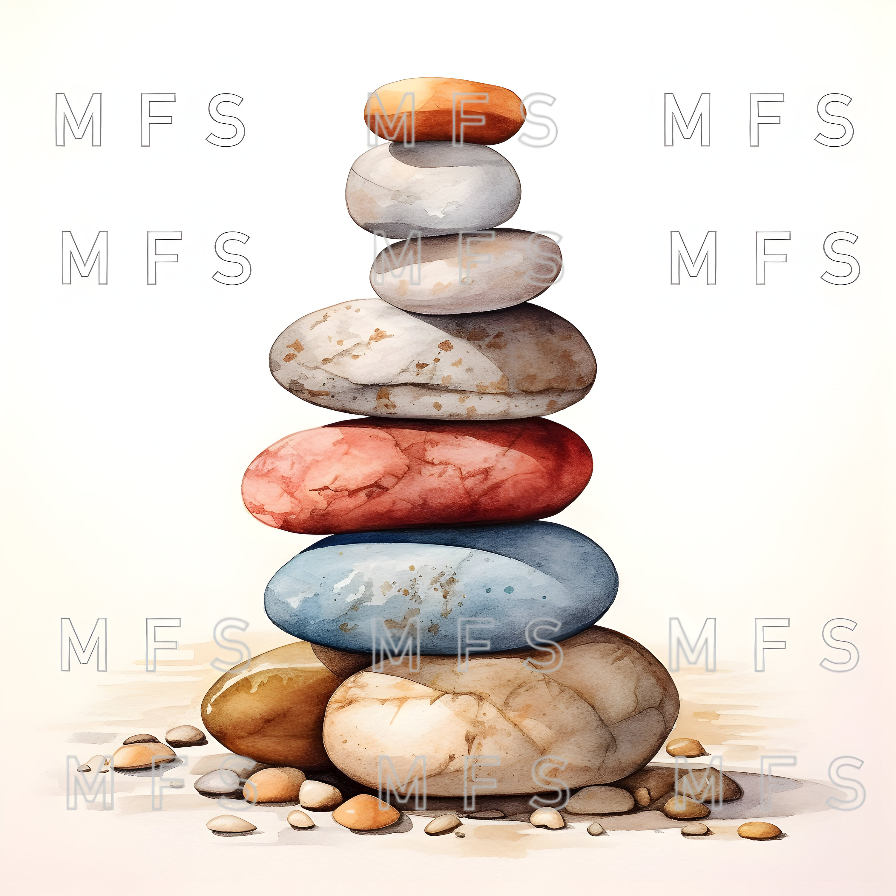 Watercolor Stone Balancing Clipart , 20 High Quality Png's, Instant ...